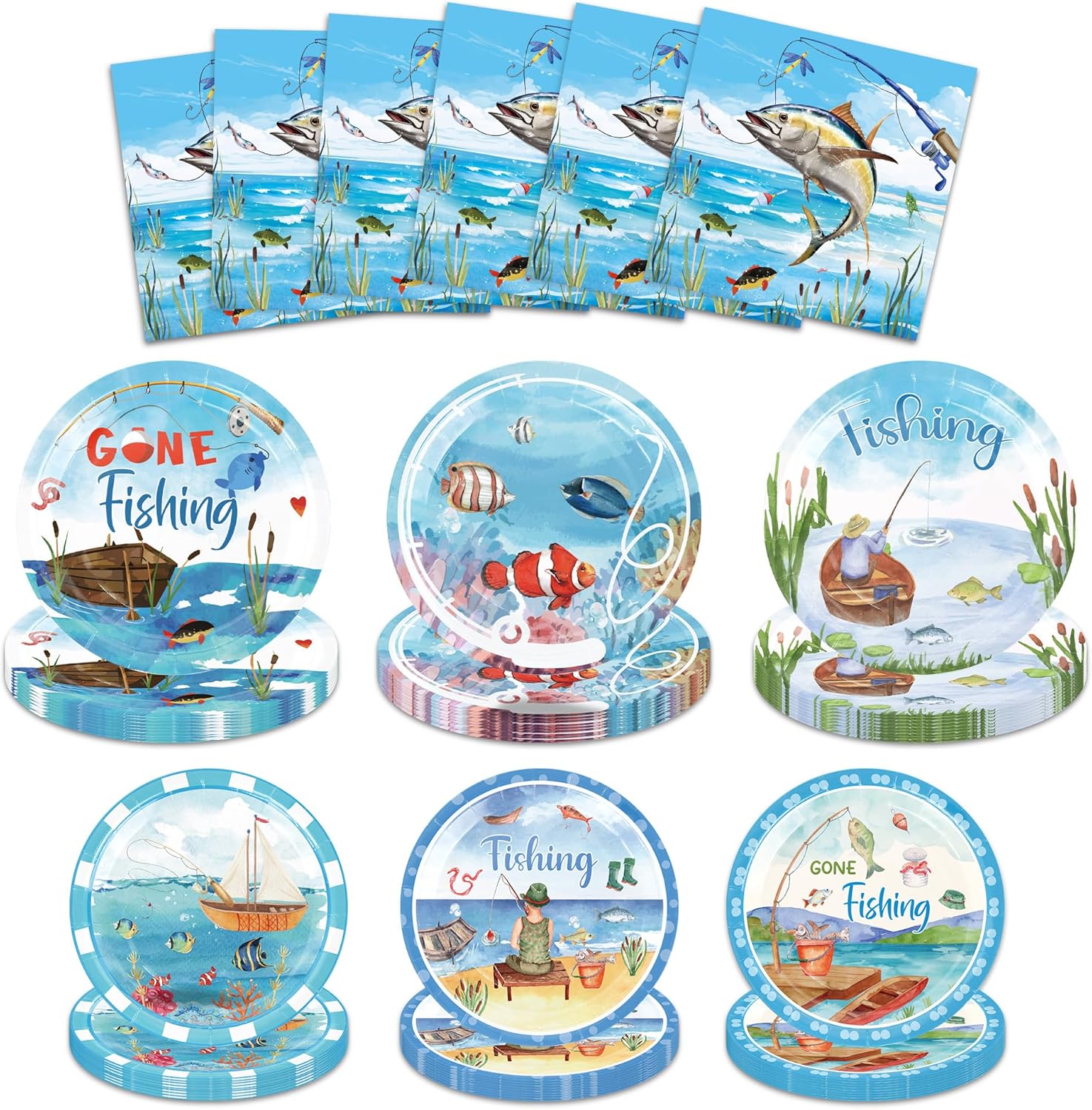 Amazon.com: 100PCS Gone Fishing Party Decorations - Fishing Birthday ...