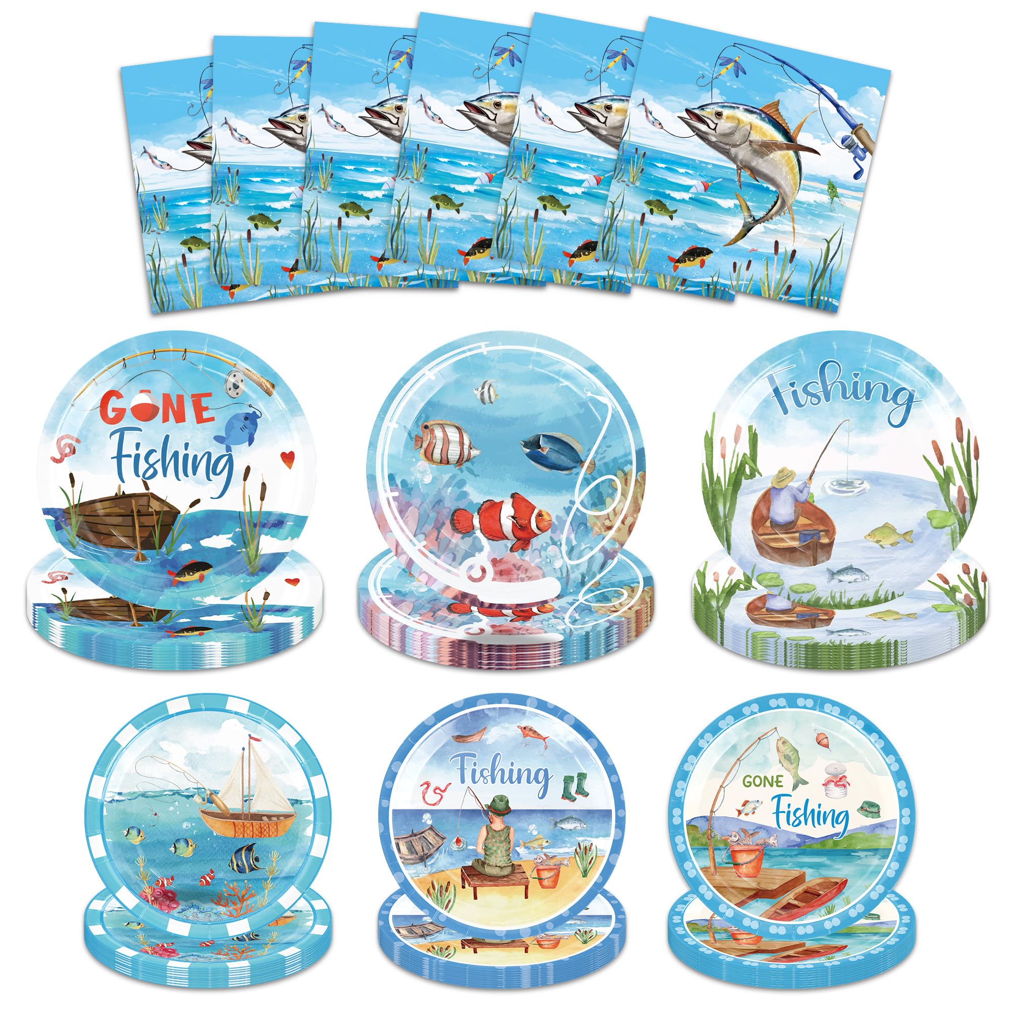 Amazon.com: 100PCS Gone Fishing Party Decorations - Fishing Birthday ...