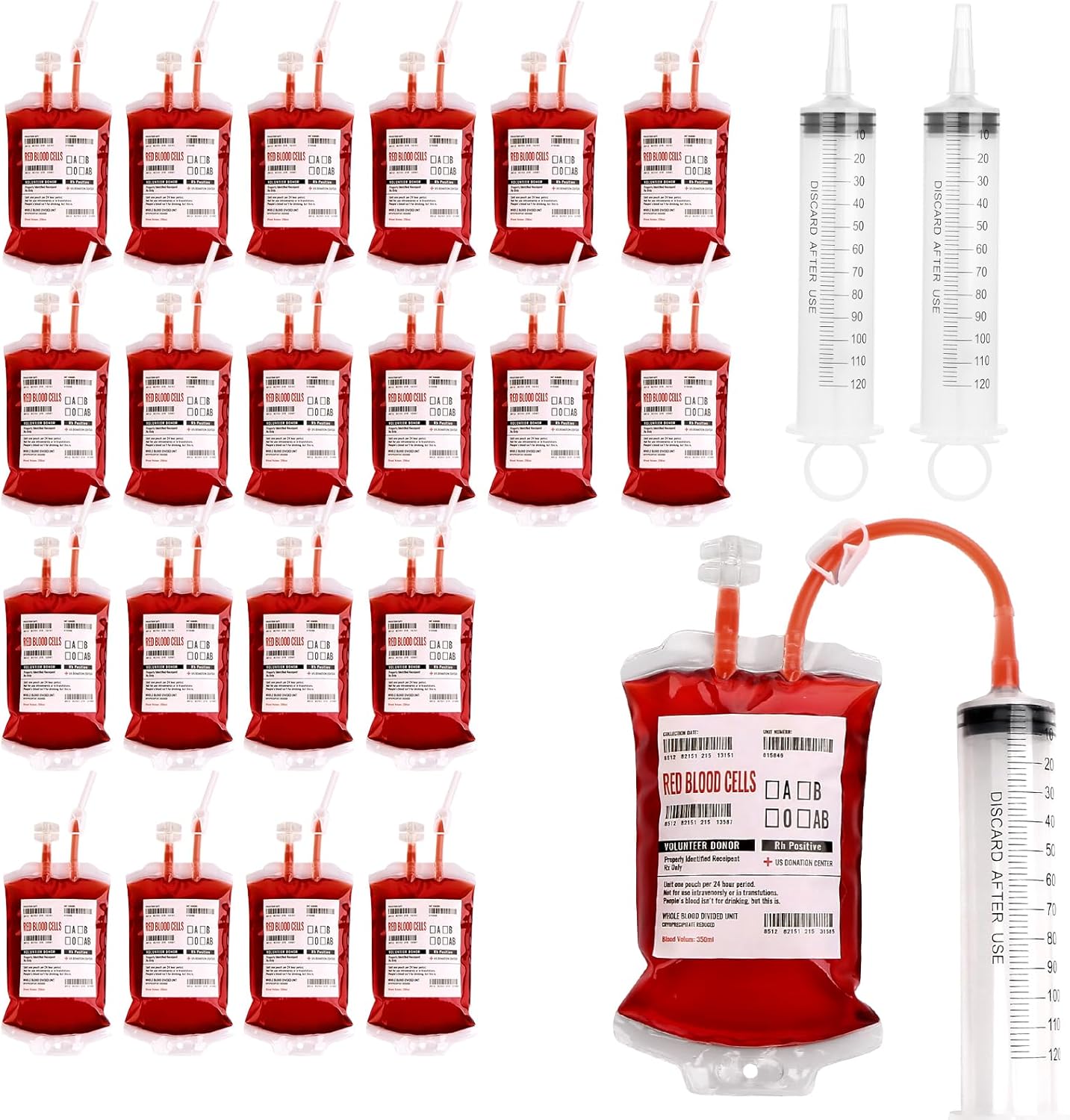 Amazon.com: UNIMEIX 20 Pack Halloween Blood Bags for Drinks, Fake Blood ...