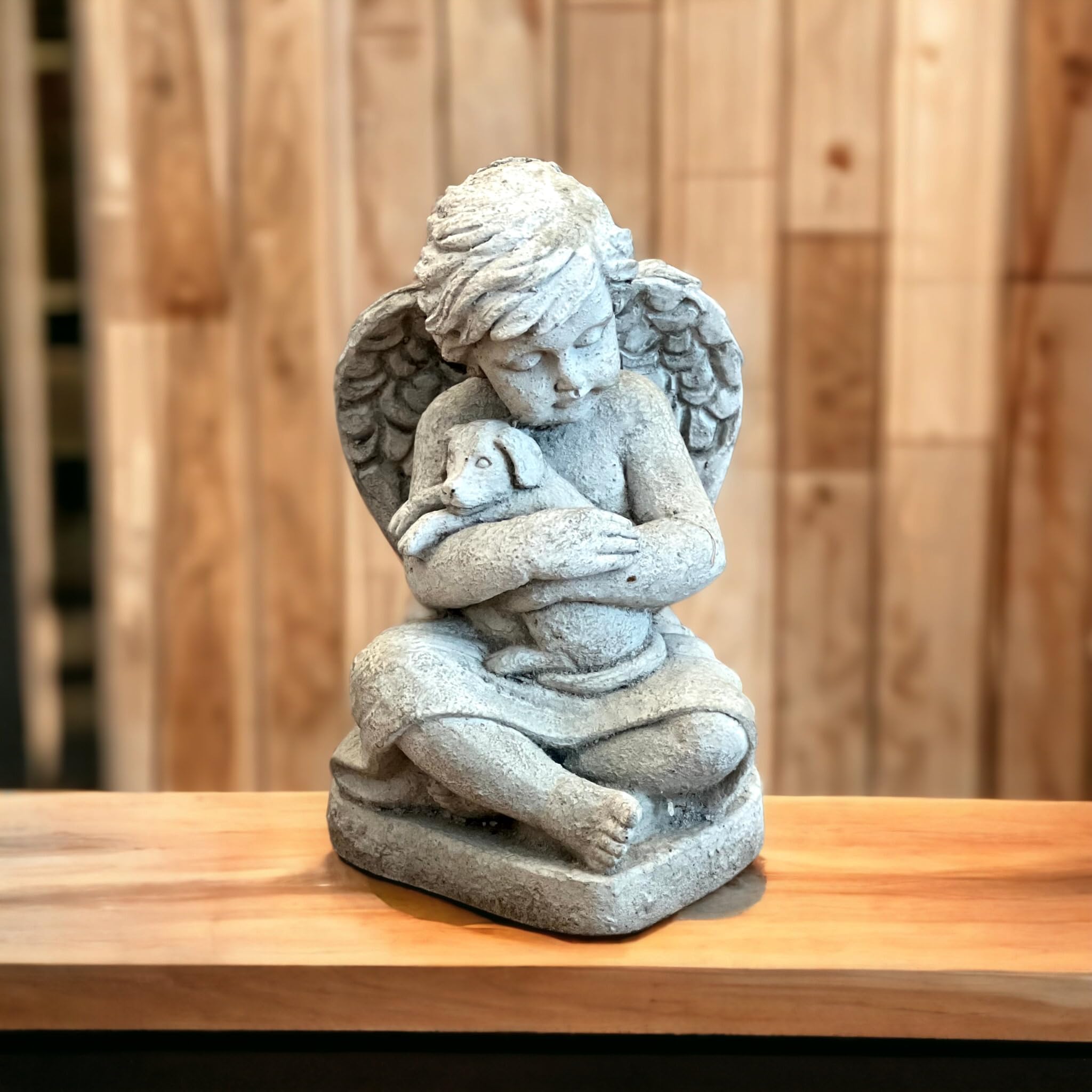 Amazon.com: Detailed Angel with Puppy Figure Sitting Angel with Dog ...