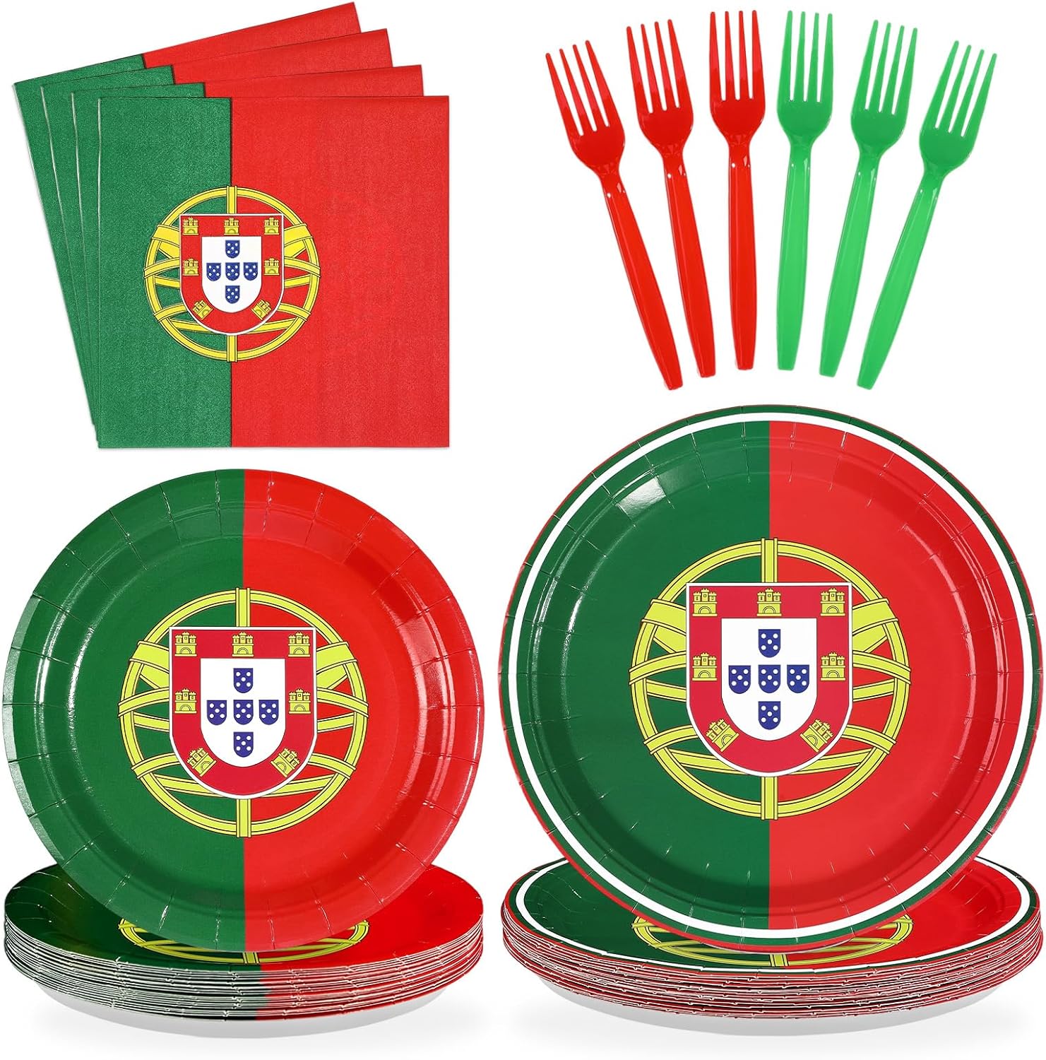 Amazon.com: Greencian 96Pcs Portugal Flag Party Supplies Portuguese ...