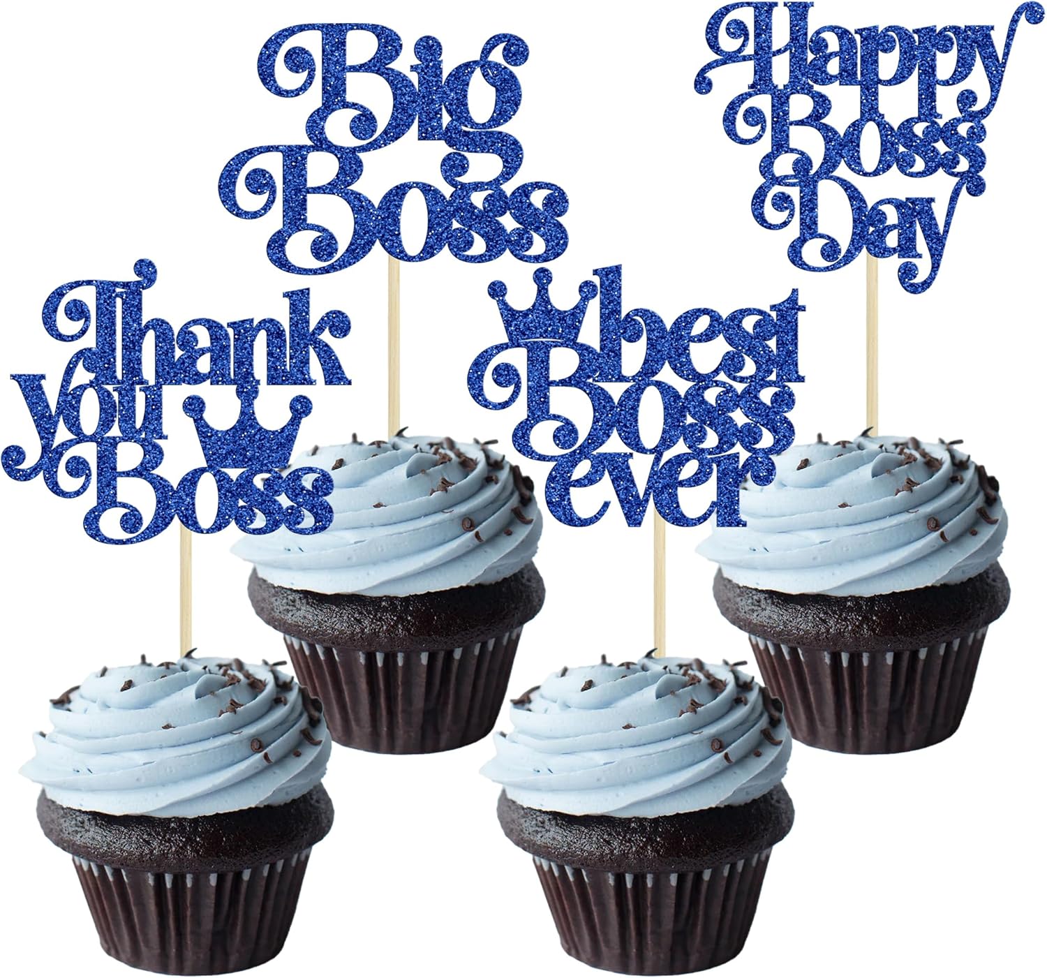 Amazon.com: Gyufise 24Pcs Happy Boss Day Cupcake Toppers Glitter Boss ...