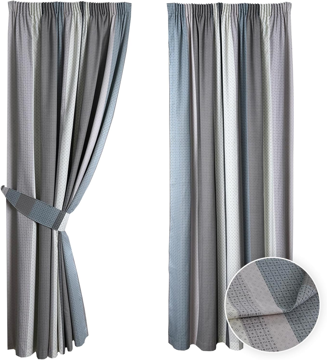 The Mill Shop Seville Lined Pencil Pleat Curtains with Tie Backs (1 ...