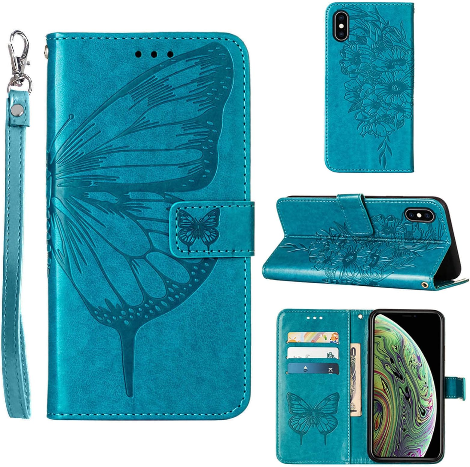 Amazon.com: Compatible with iPhone Xs X 10 10s Wallet Case and Tempered ...