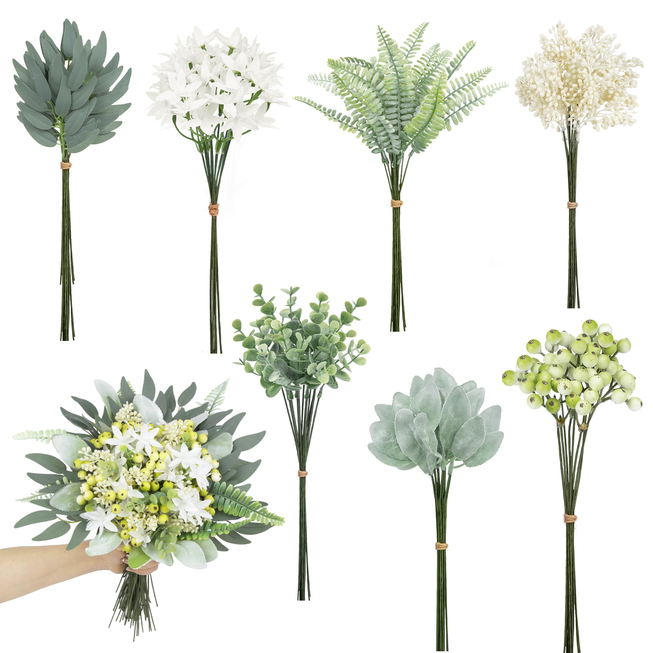 Amazon.com: Artificial Greenery Stems Box Set, 110 Pcs with 7 Kinds of ...