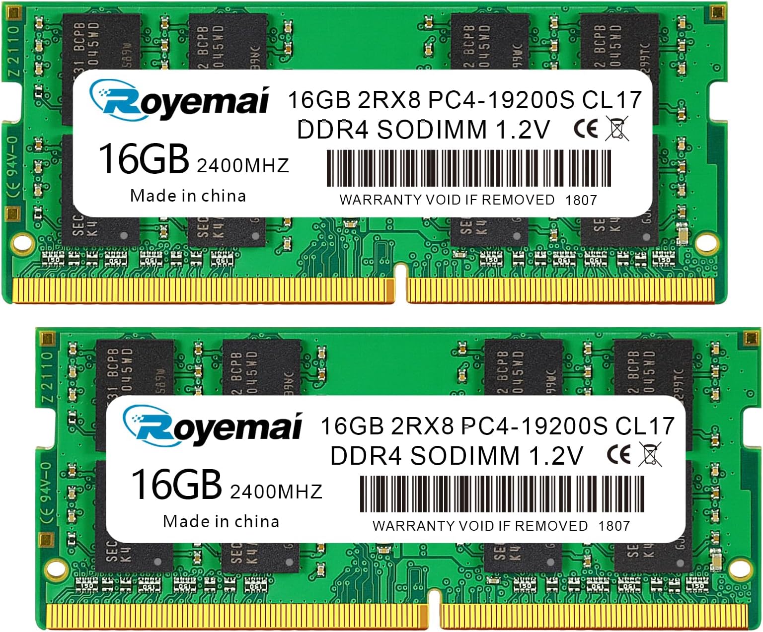 32GB DDR4 19200S PC4 2400 2X16GB SODIMM, DDR4-2400MHz 32G PC4-19200 ...