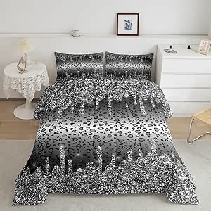 Amazon.com: jejeloiu Kids Glitter Print(No Glitter) Leopard Comforter ...