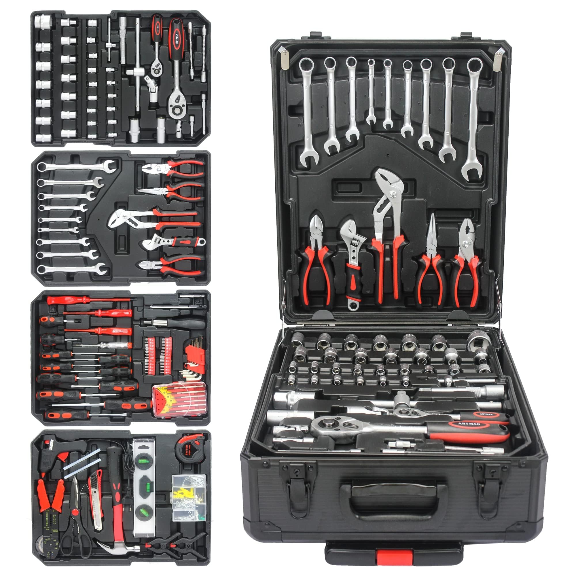 Amazon.com : 899Pcs Complete Tool Set Mechanics Kit - with 4 Layer Storage & Alumium Toolbox ...