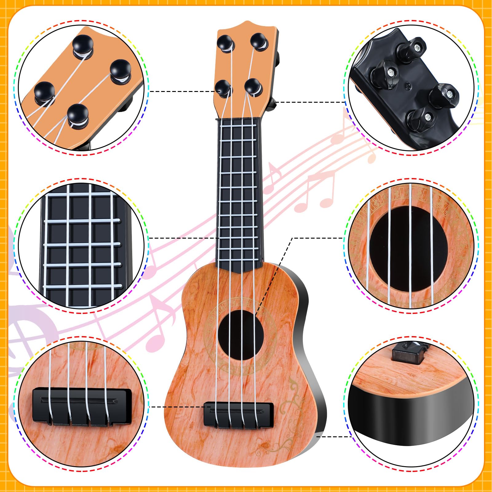 Snapklik.com : 6 Pcs Kids Ukulele Guitar 10 Inch Kids Toy Ukulele 4 ...