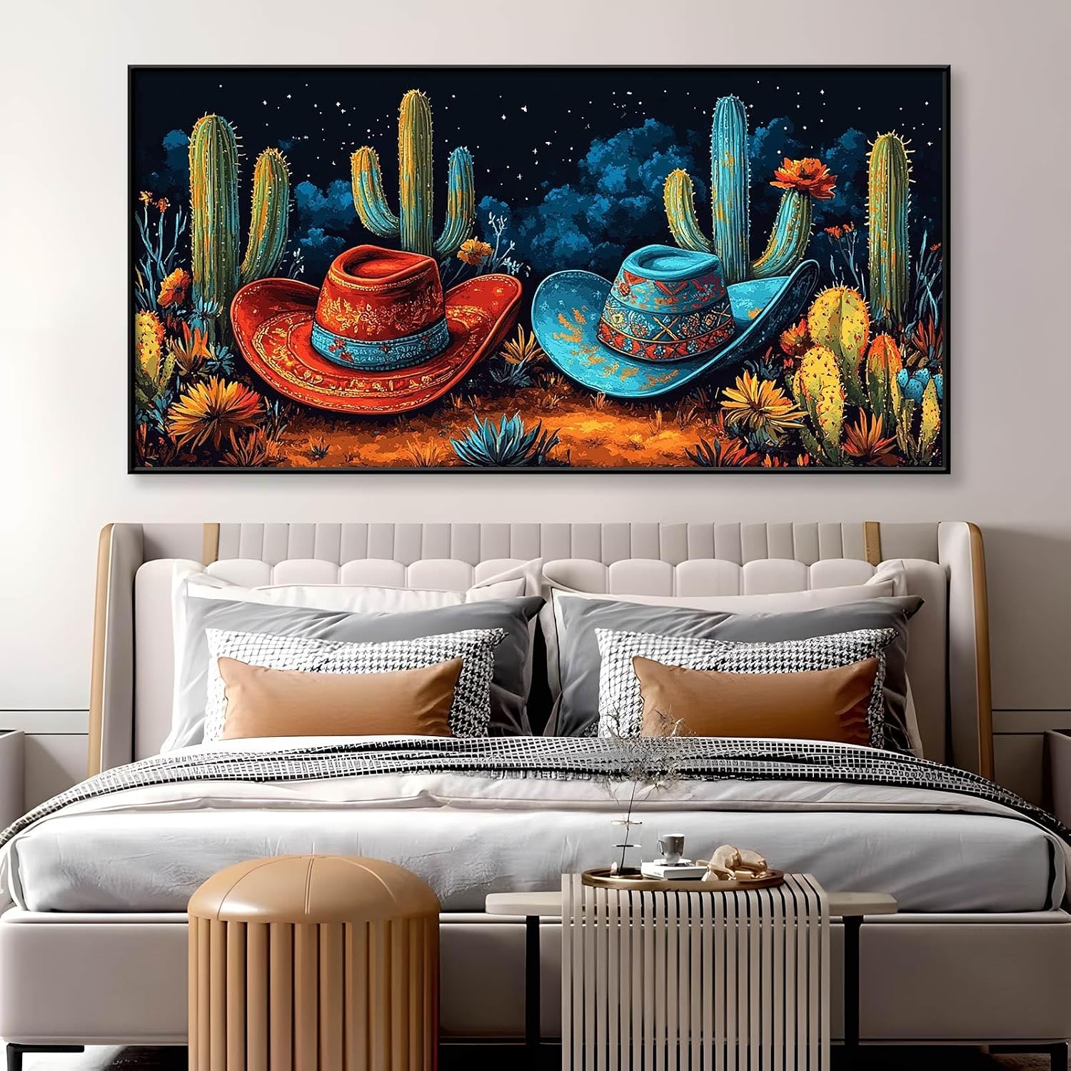 Amazon.com: Mexican Cactus Canvas Wall Art, Cowboy Hat Canvas Wall Art ...