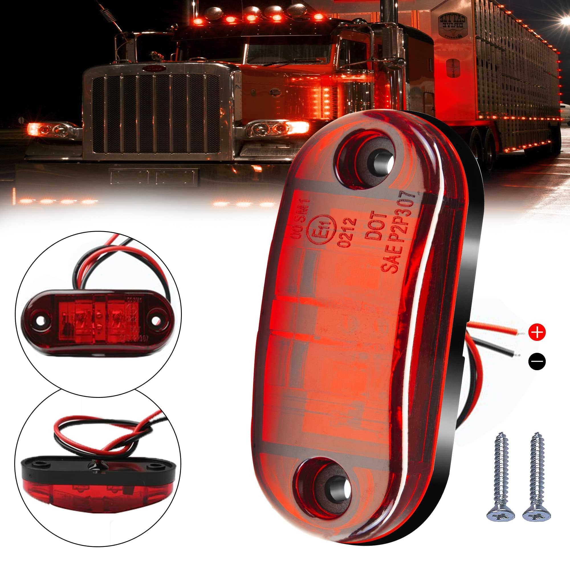 Snapklik.com : 10 Pack Red DC12-24V IP68 Waterproof LED Trailer Lights ...