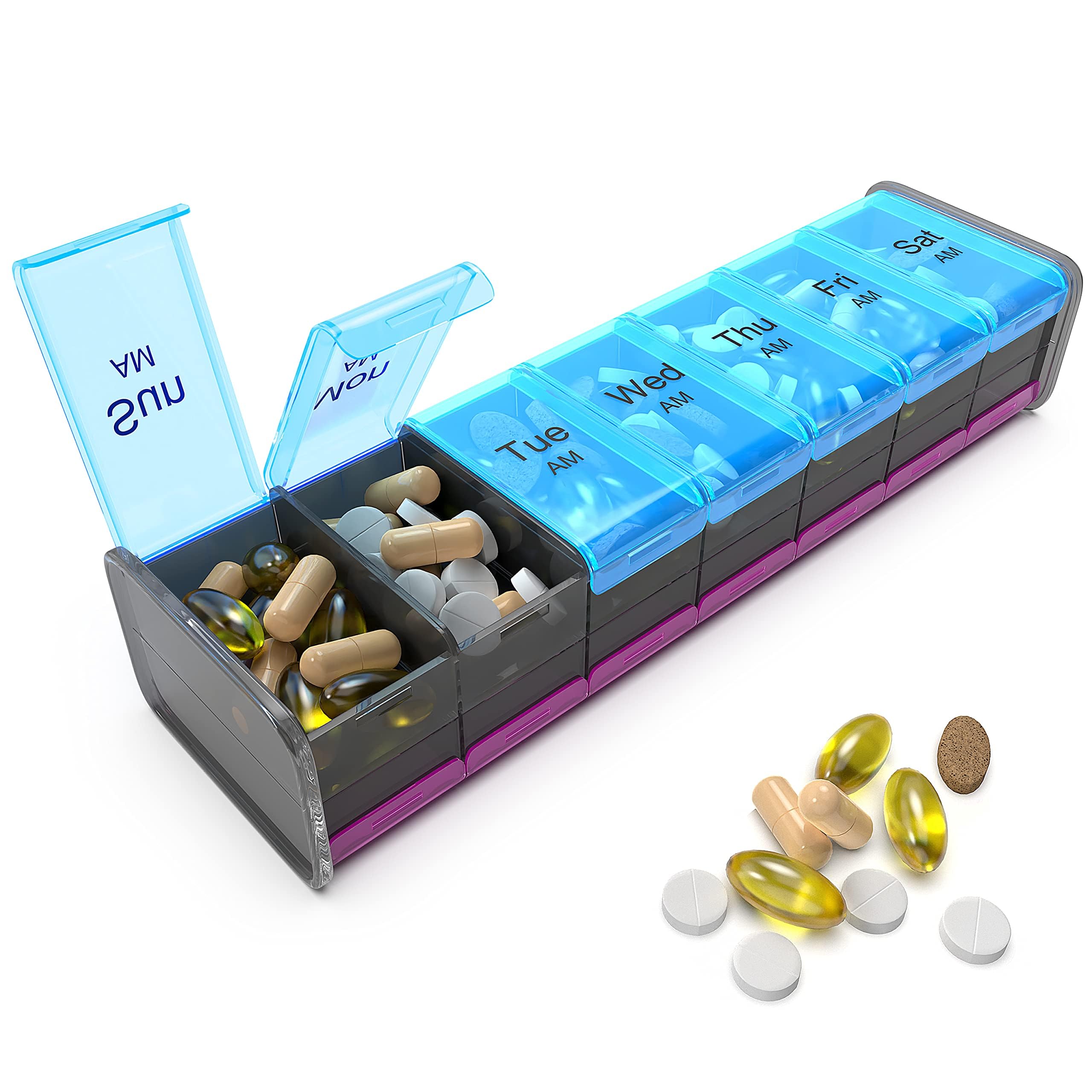 Amazon.com: Extra Large Pill Organizer- XXL Pill Box 7 Day - Weekly ...