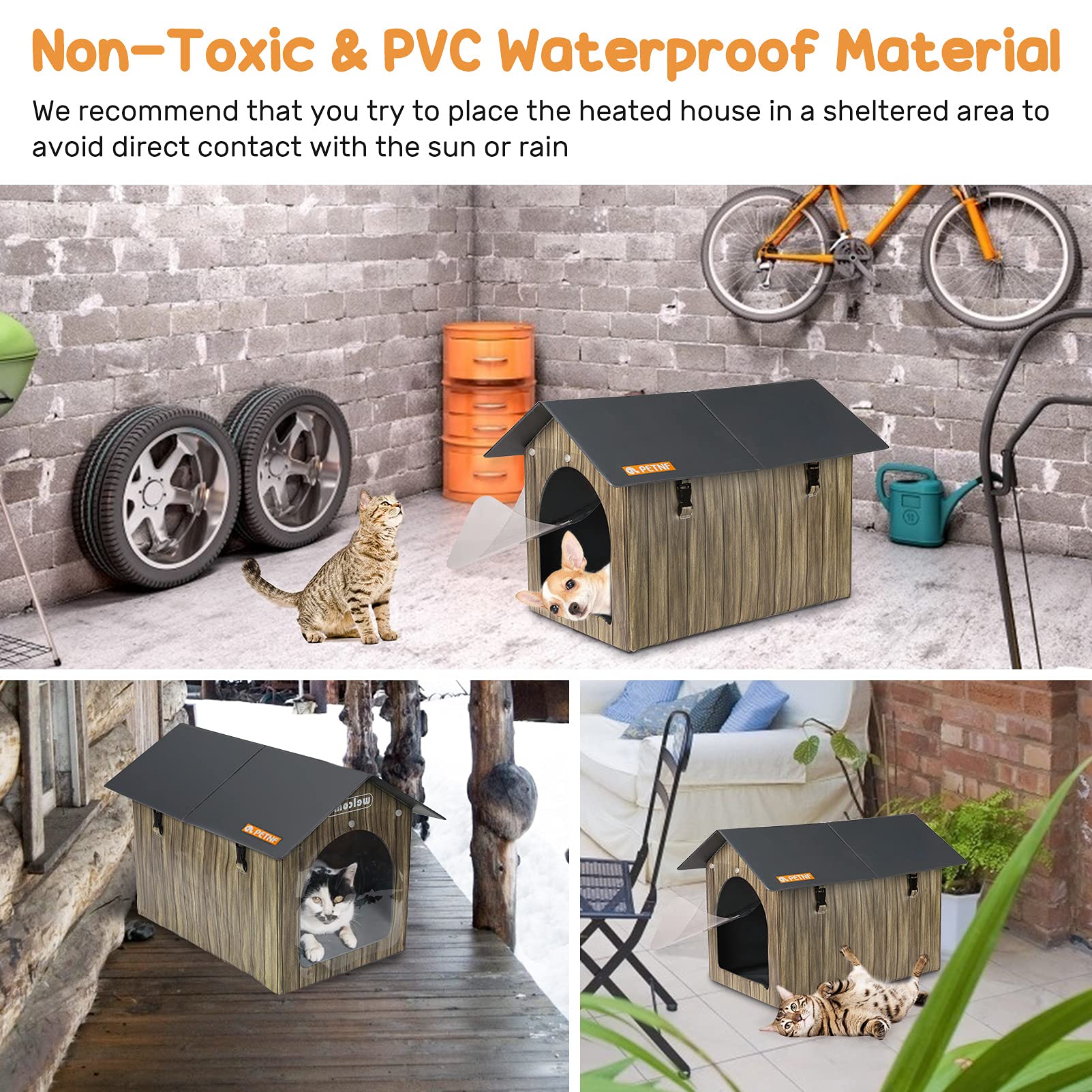 Snapklik.com : Heated Cat House, Petnf Waterproof Cat House For Indoor ...