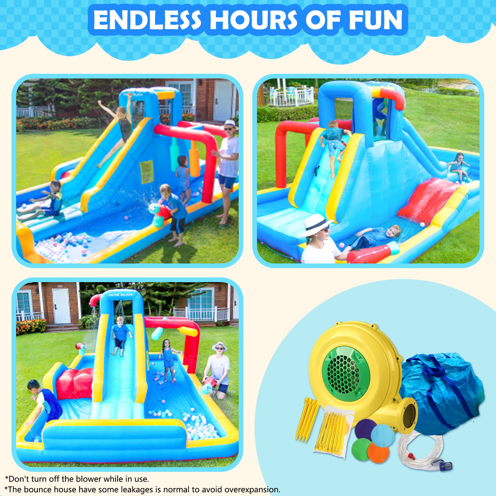 Doctor Dolphin Bounce House, Inflatable Water Slides for Kids Backyard ...