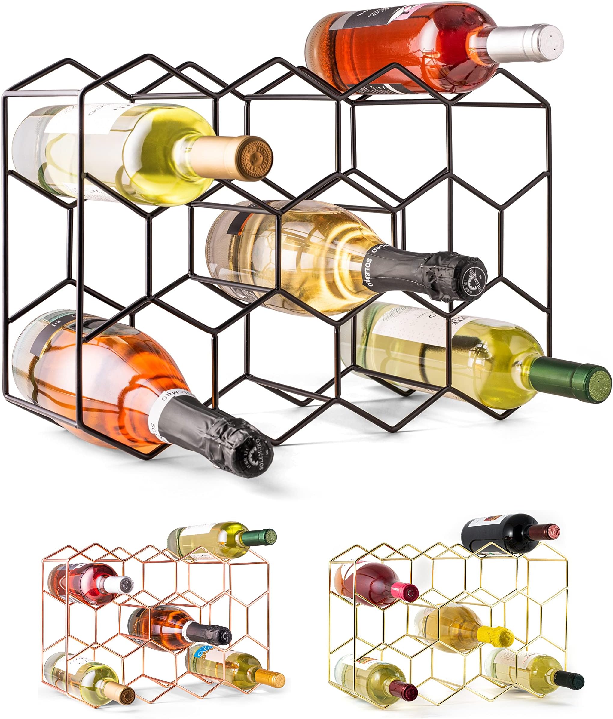 Amazon.com: MyGift Contemporary Tabletop Wine Rack, Brass Metal Wire ...