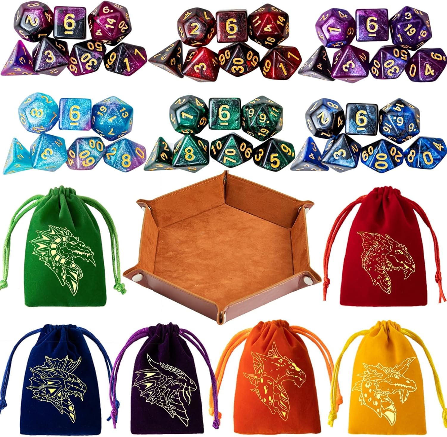 Amazon.com: DND Dice Set 42 Pcs Polyhedral Dungeons and Dragons Rolling ...