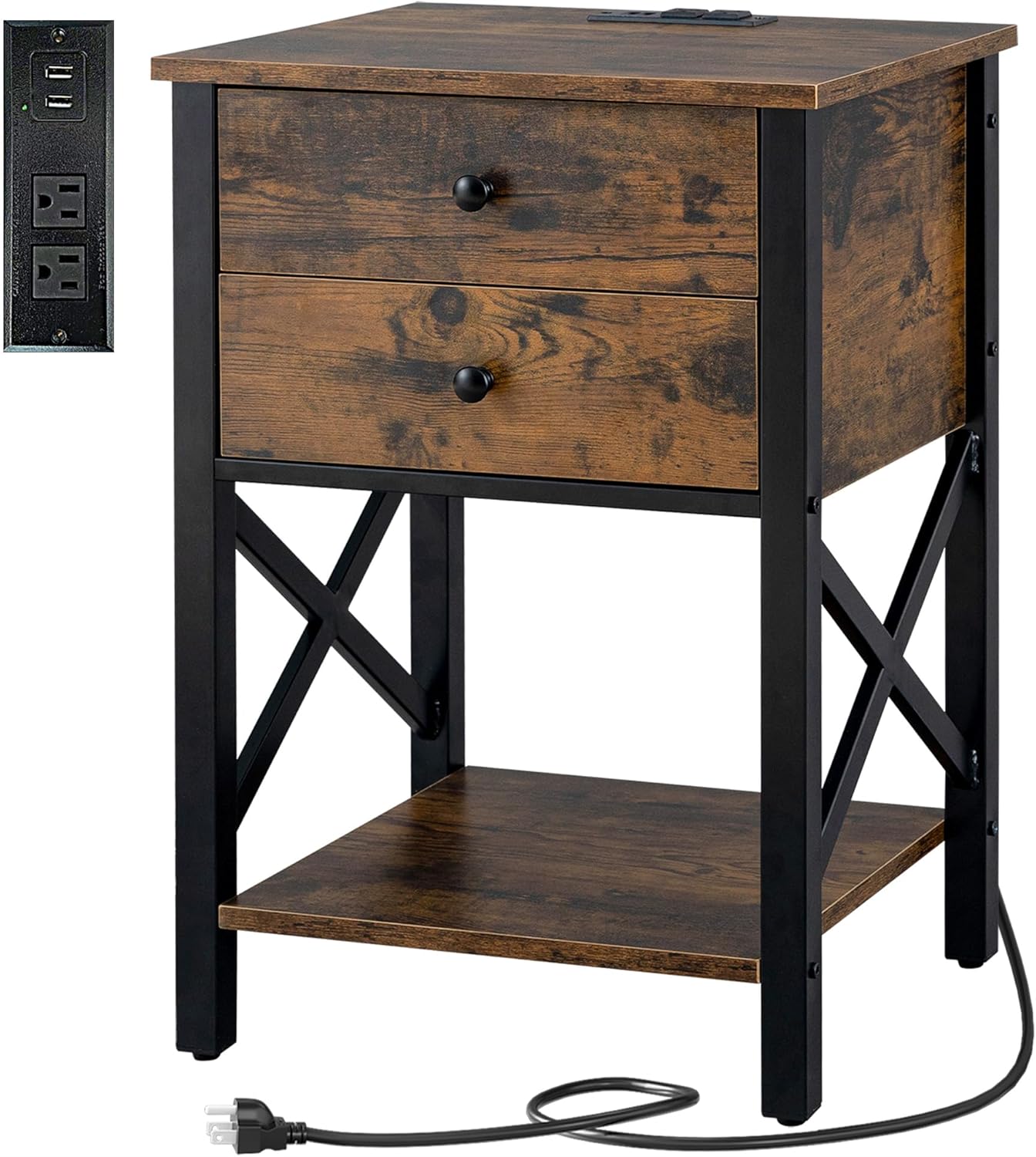 Amazon.com: Clikuutory Modern Nightstand with Charging Station and USB ...