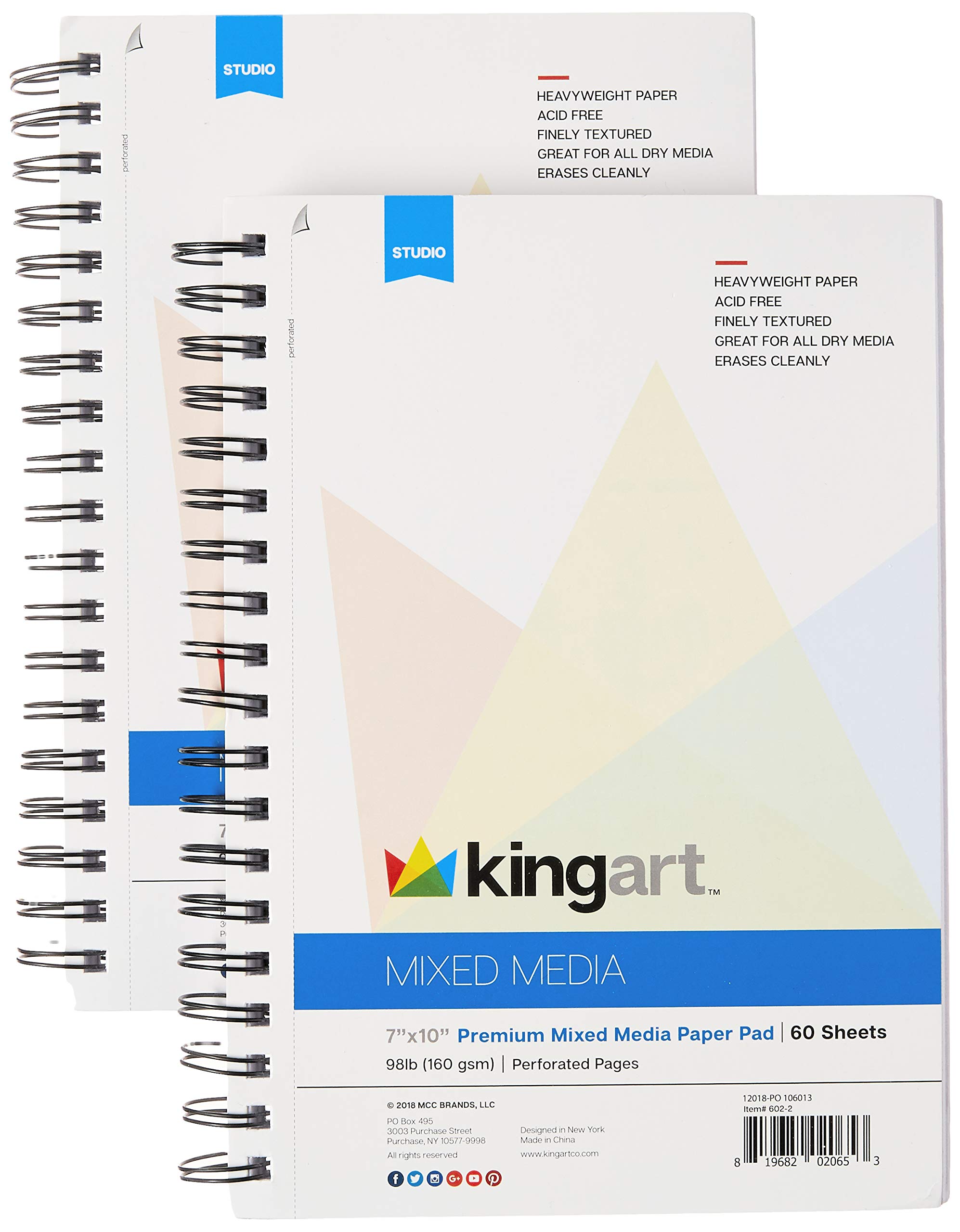 Amazon.com: KINGART 602-2 Mixed Media SKETCHBOOKS, 7 x 10 Inches, 60 ...