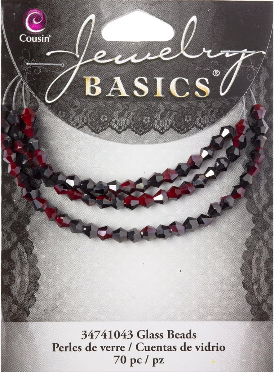 Amazon.com: Cousin Jewelry Basics Mirror Glass Beads, 4mm, Bicone, Red ...