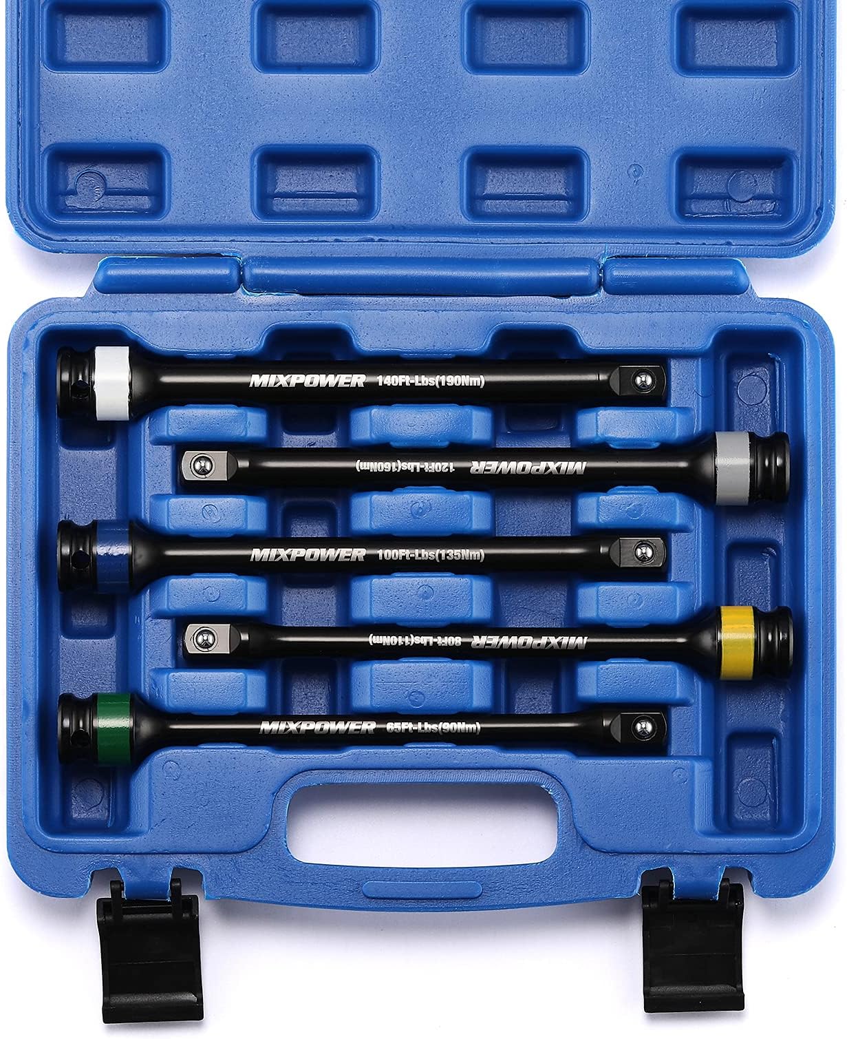 MIXPOWER 5 Pieces 1/2" Drive Torque Limiting Socket Extension Bars, 8 ...