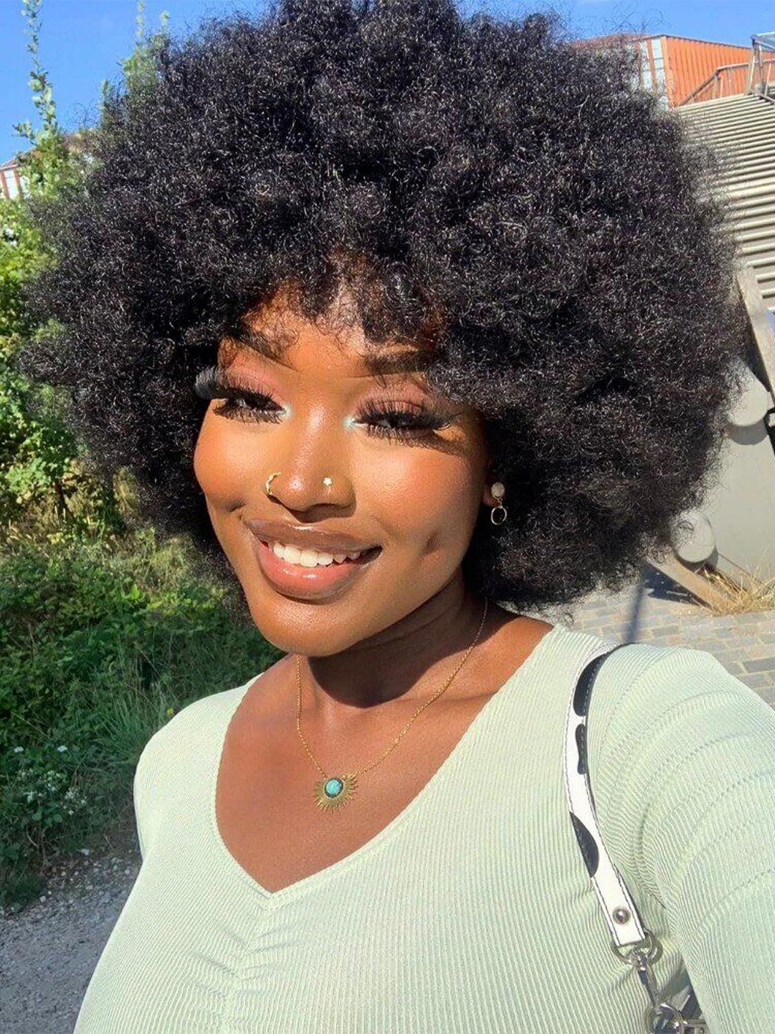 Amazon.com : MURAME Afro Wigs for Black Women Short Curly Afro Wig 70s ...