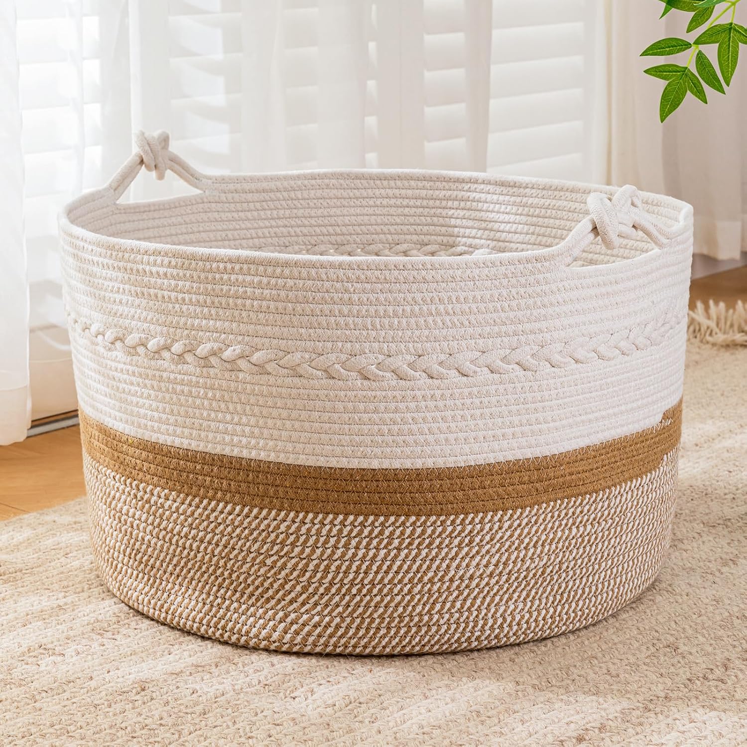 Amazon.com: Esperzoa collection Large Woven Baskets, Woven Cotton Rope ...