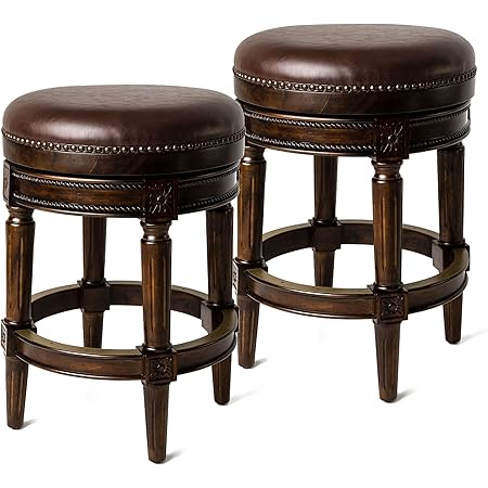 Amazon.com: Maven Lane Pullman Backless Kitchen Swivel Bar Stool, Dark ...