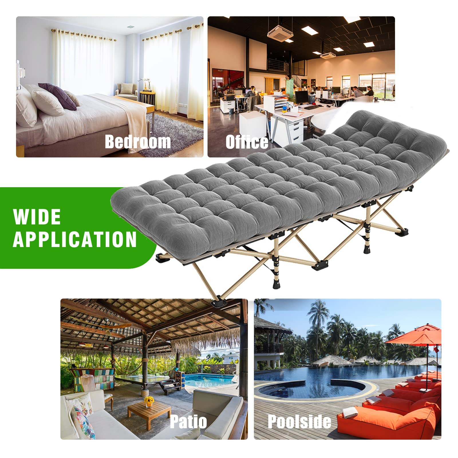 ETSG Folding Camping Cot,Oversize 31.5in Width Camping Cot with Pad ...