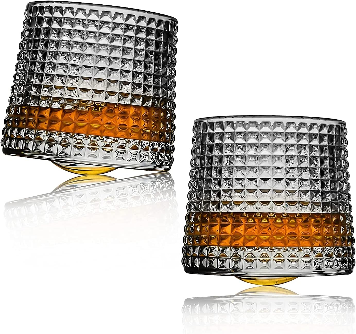 DUOAIKE 150ml Whiskey Glasses,360 Rotate Degrees Crystal Whisky Glasses ...