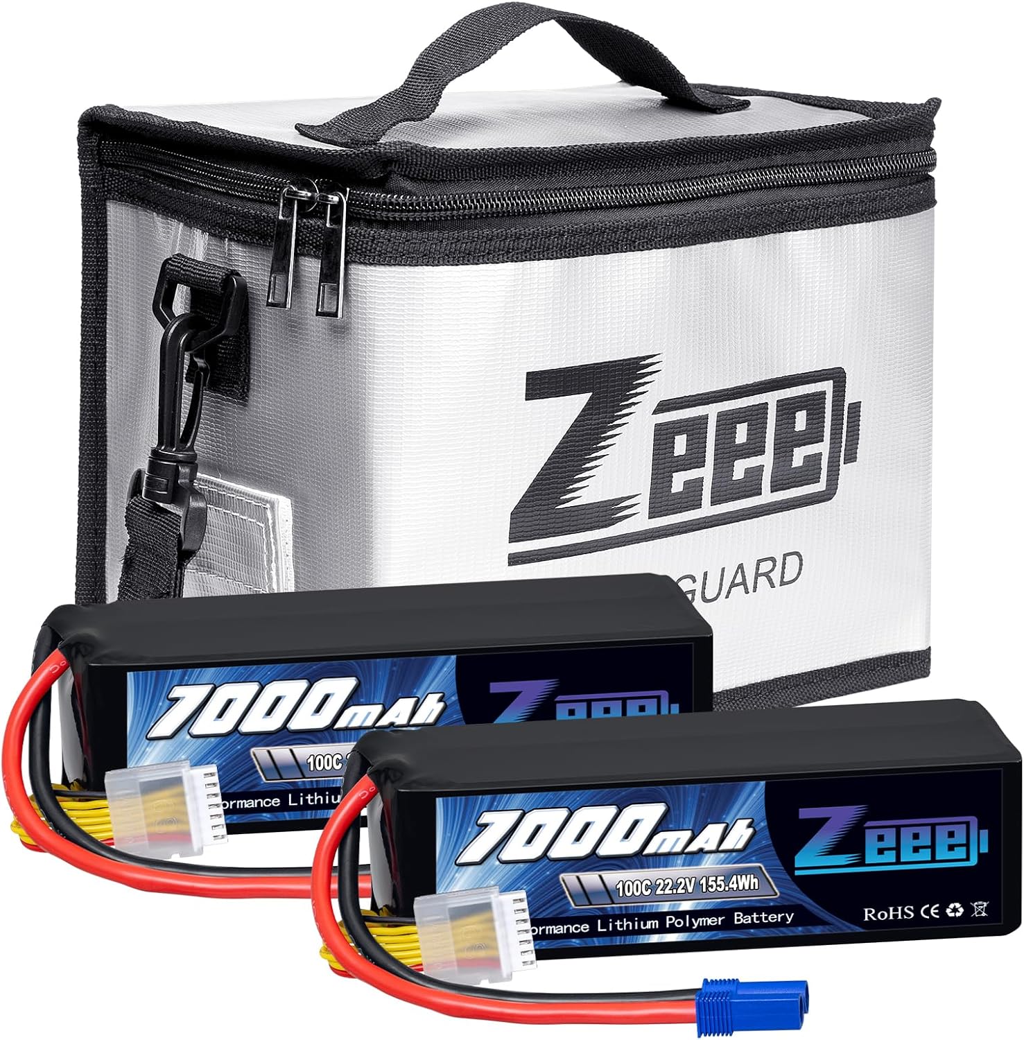 Amazon.com: Zeee 6S Lipo Battery 7000mAh 22.2V 100C Soft Case Battery EC5 Connector 2 Pack ...