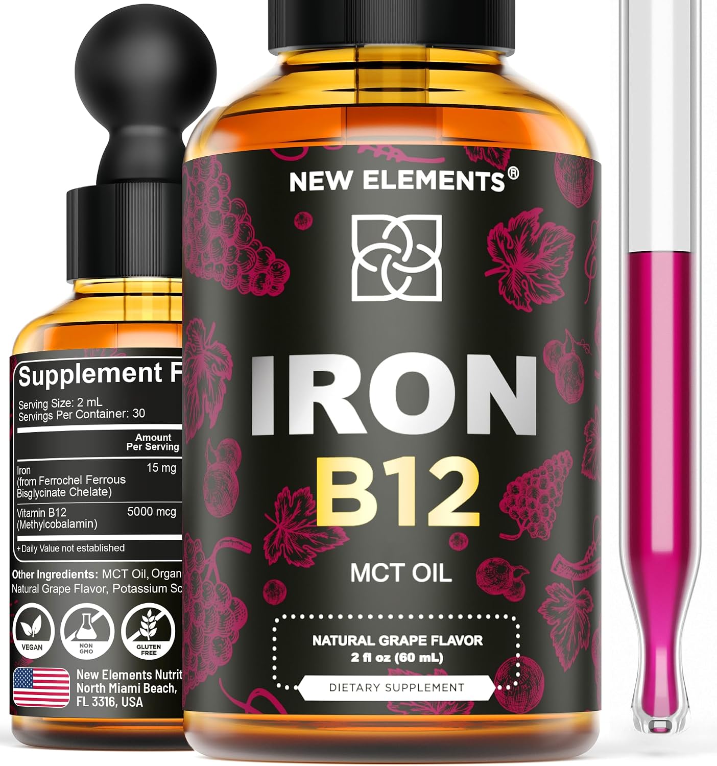 Amazon.com: New Elements Liquid Iron Supplement for Women & Men with ...