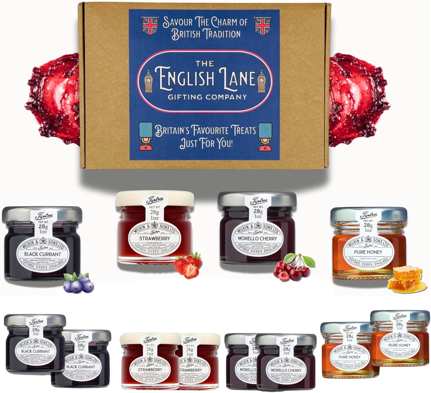 Mini Jams & Honey Gift Hamper – 28g Each (12 Pack) – Strawberry ...