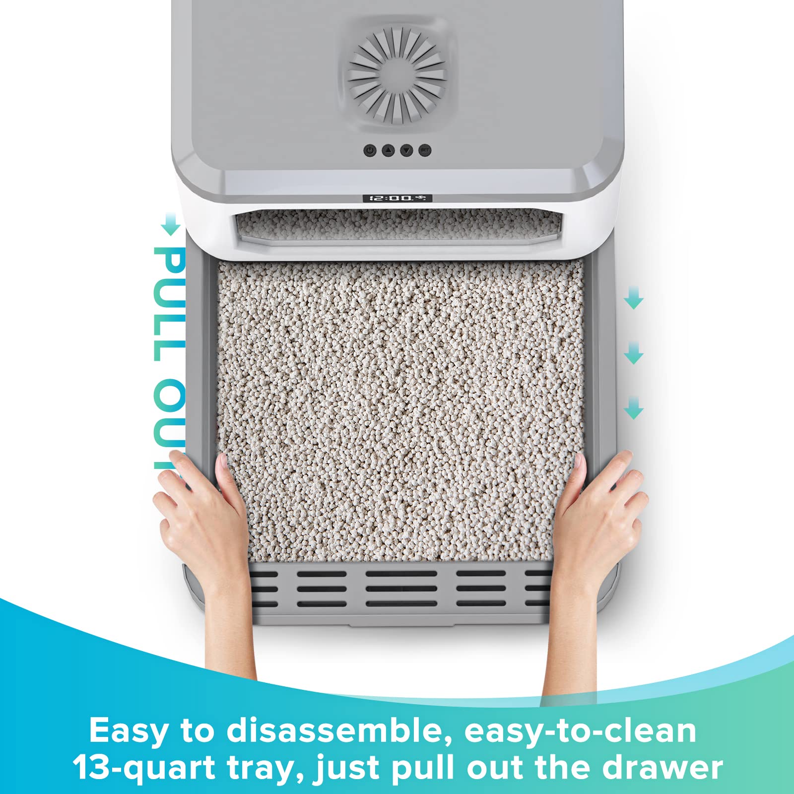 Smart Odor Removal Cat Litter Box, Large Litter Box with Deodorizing ...