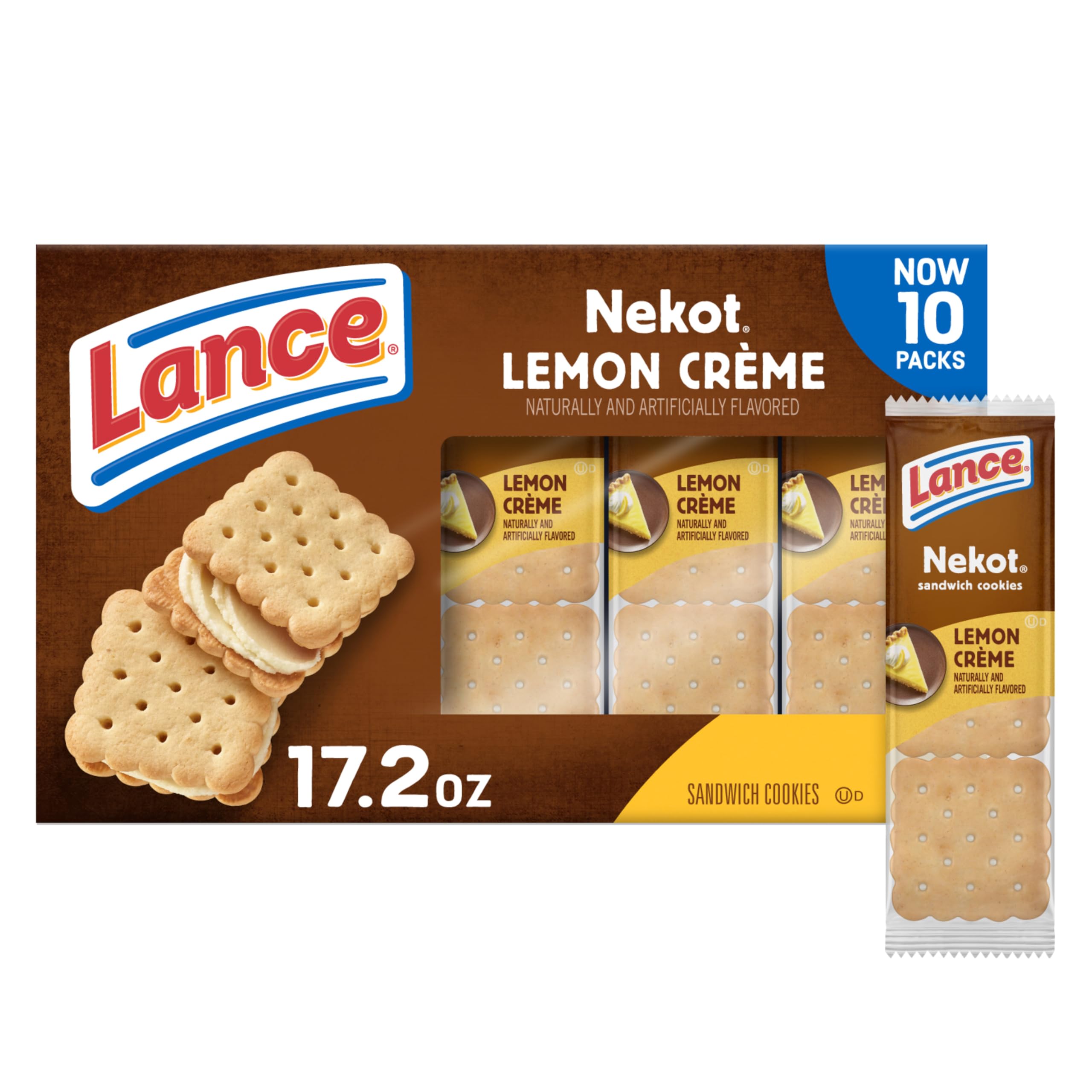 Amazon.com: Lance Sandwich Cookies, Nekot Lemon Creme, 10 Individually ...