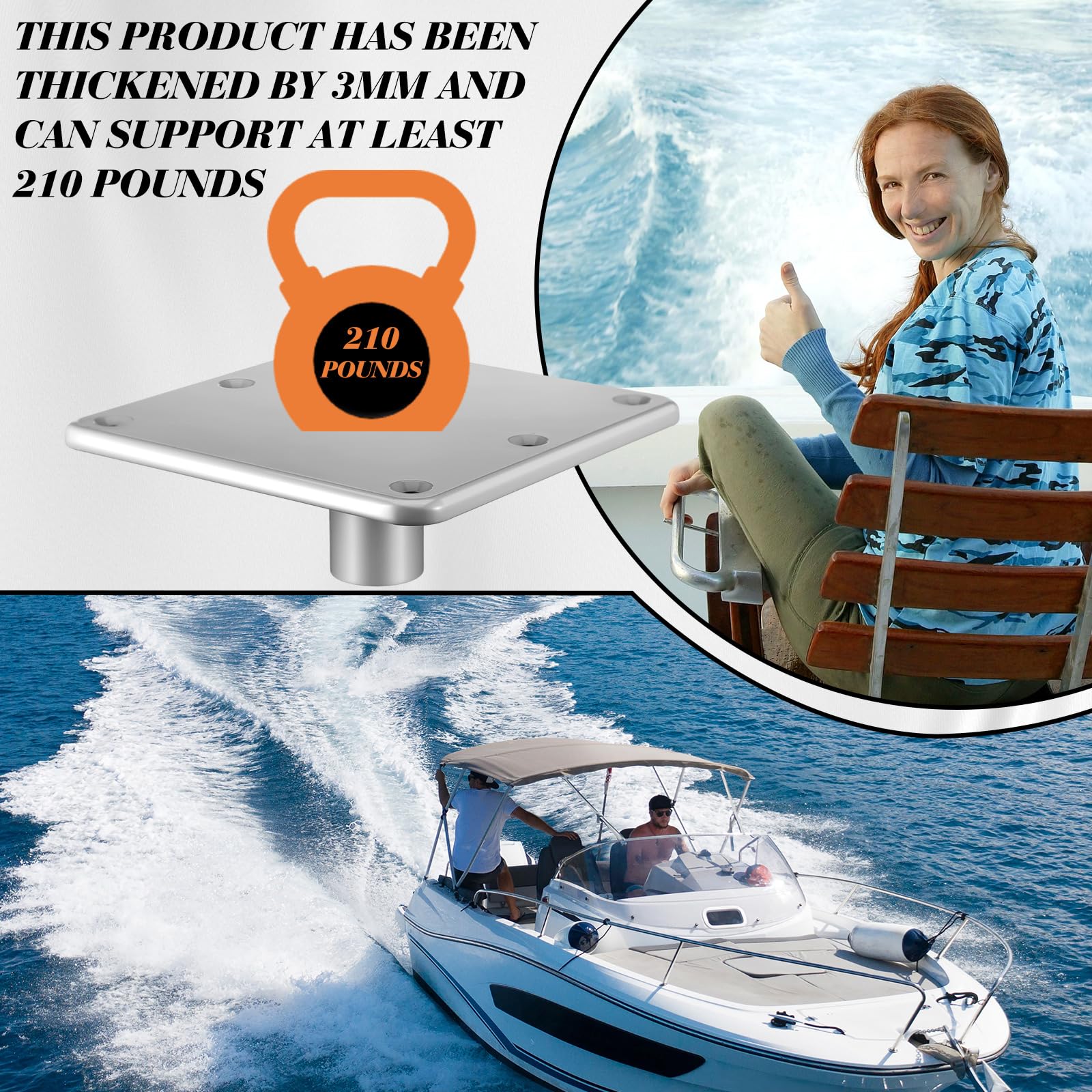 Snapklik.com : Datanly 2 Pcs Heavy Duty Boat Seat Pedestals 7" X 7 ...