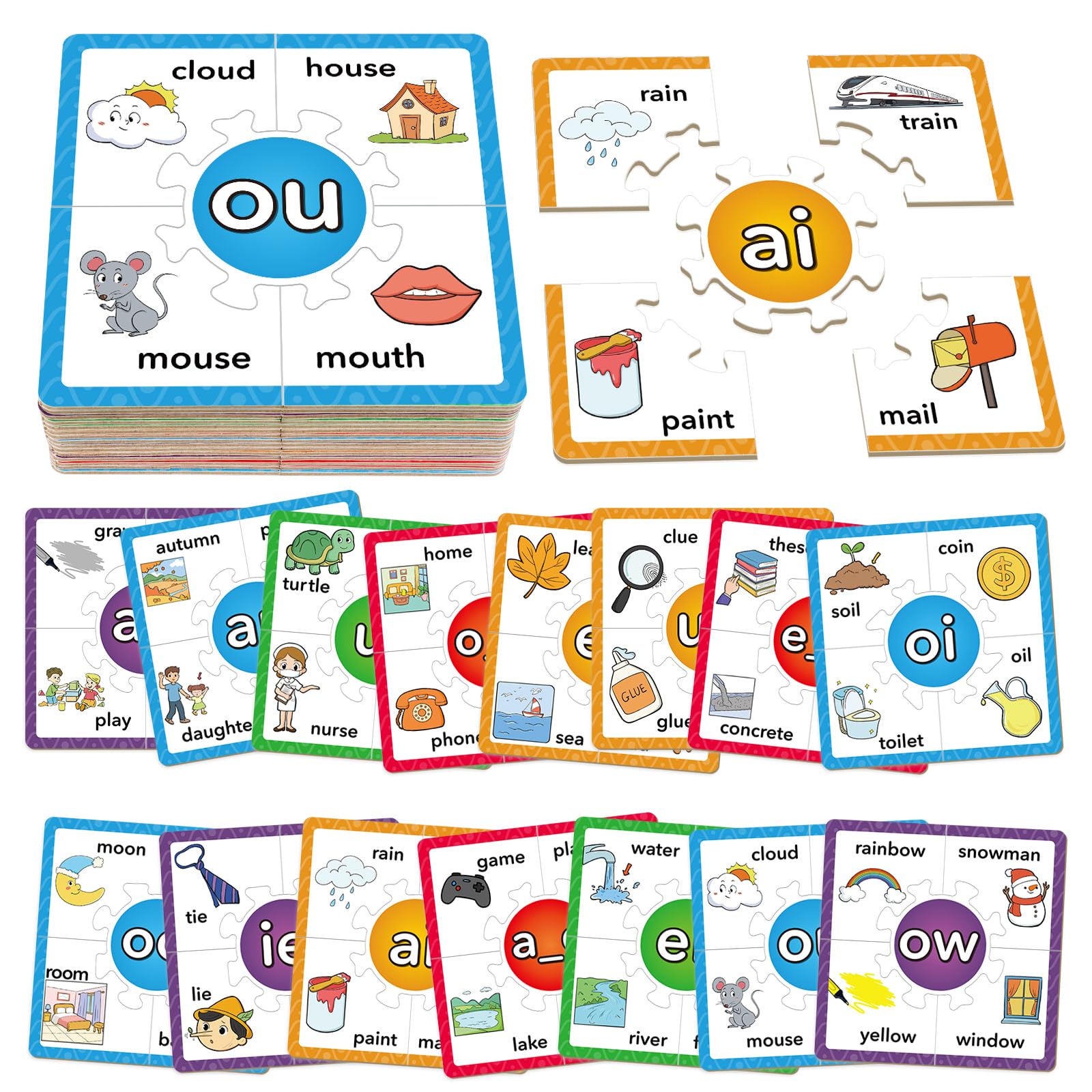 Snapklik.com : Phonics Puzzle, Rhyming Games Phonics Games Flash Cards For Kids Toddler, Learn ...