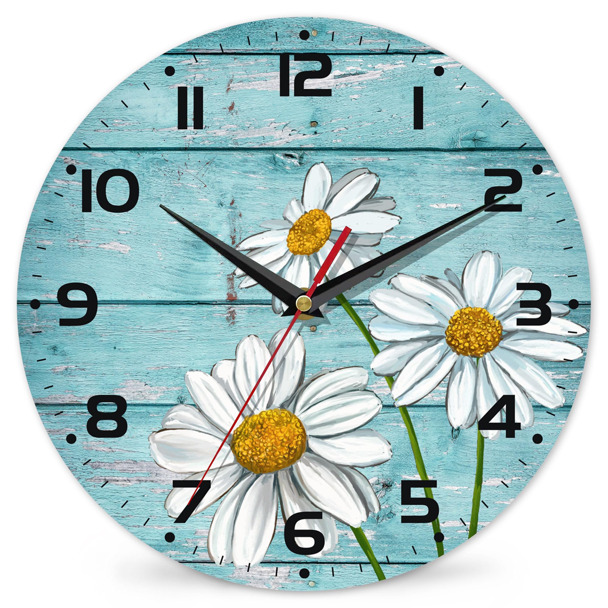 Amazon.com: DEMACYA Daisy Flowers Wall Clock Vintage Wooden Wall Clock ...