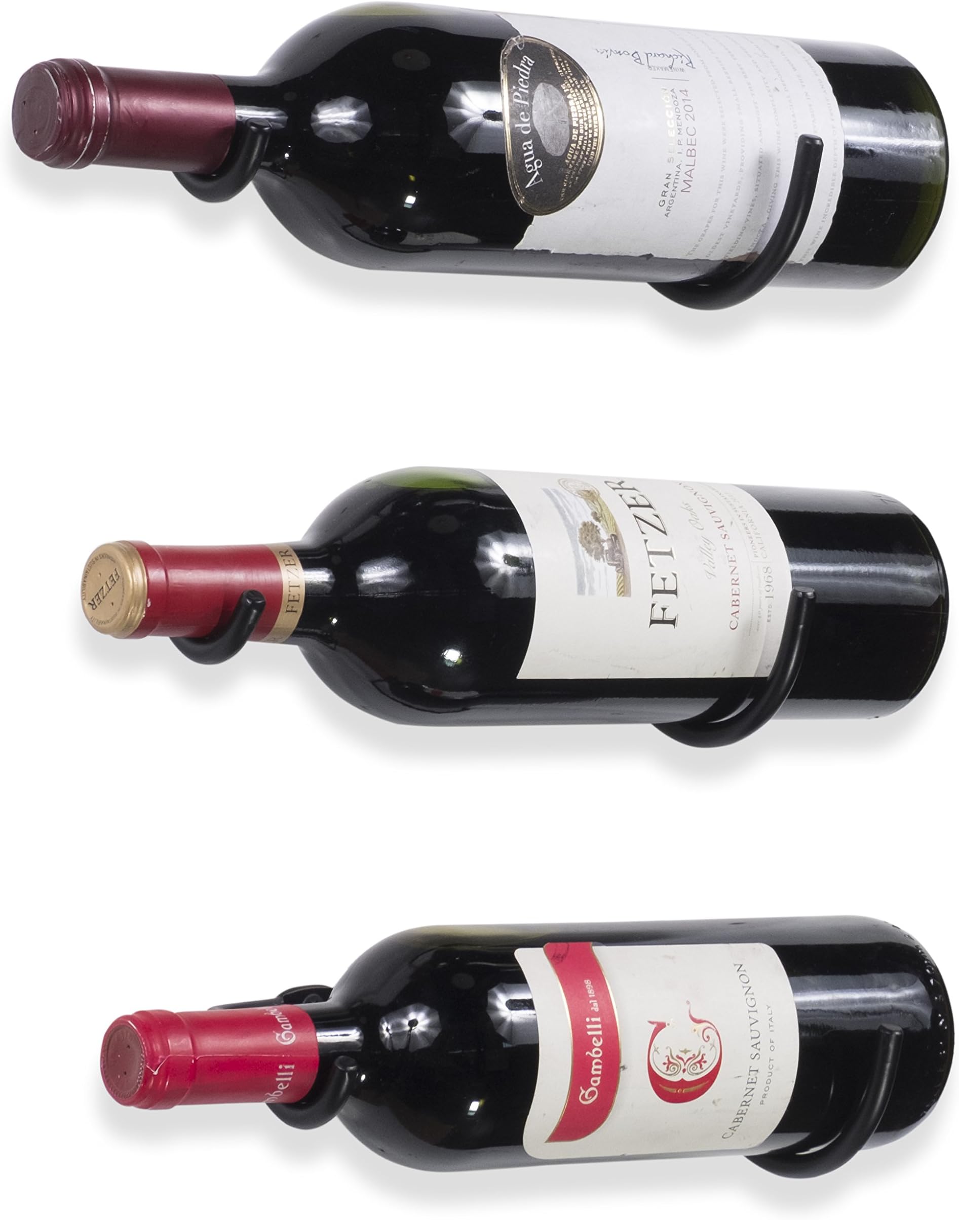 Amazon.com: Wine Rack Wall Mounted 5 Bottle Matte Black Metal Vino Pins ...