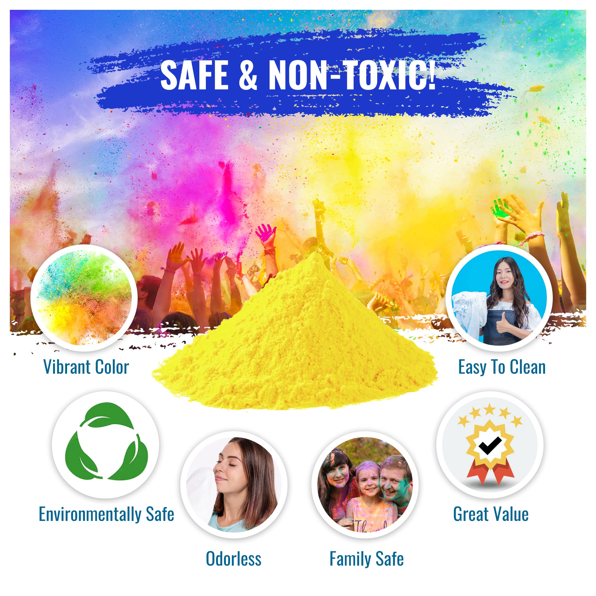 Color Blaze Holi Colored Powder - 25 lbs of Yellow Powdered Color - for ...