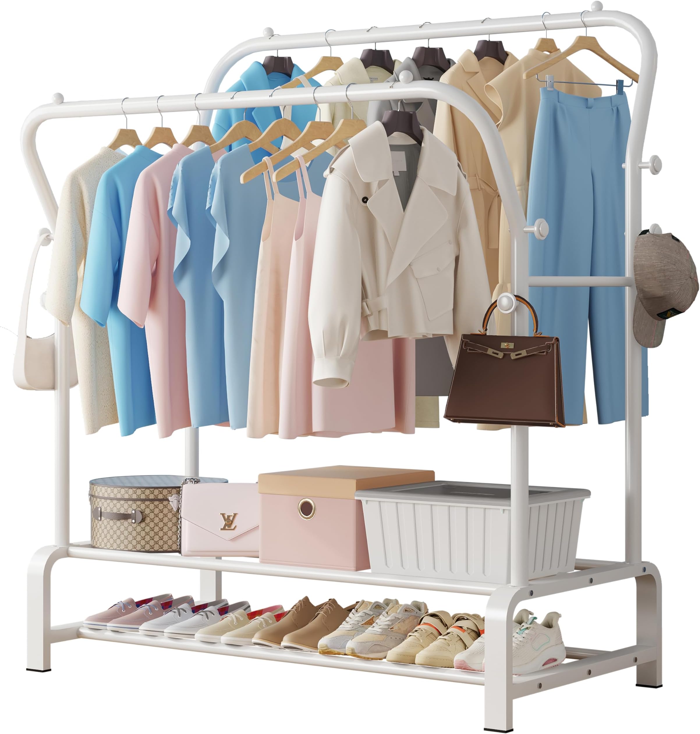 Vivo Heavy Duty Metal Clothes Hanging Rail Clothes Rails 8 Hook ...