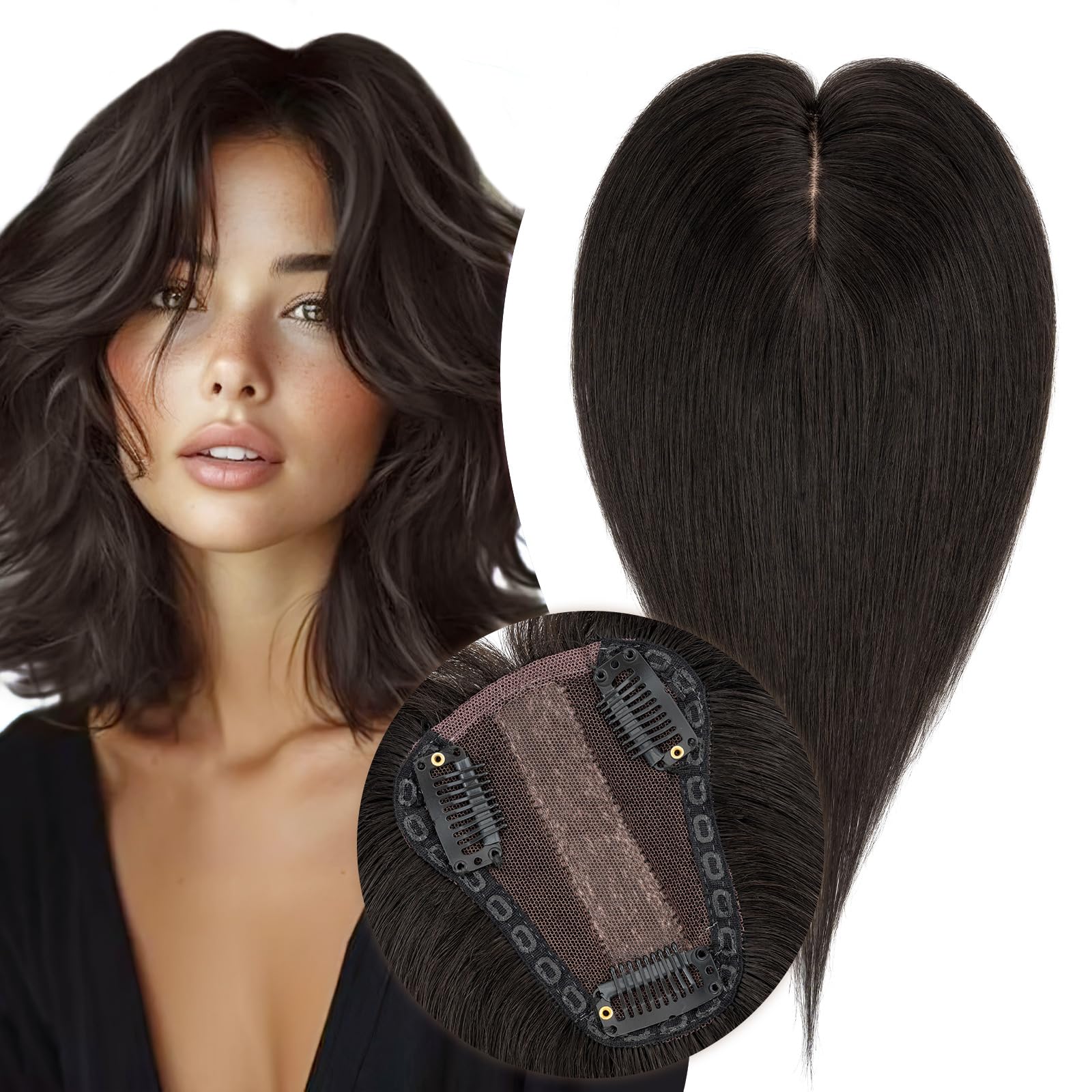 Amazon.com: S-noilite Human Hair Toppers, Real Human Hair Toppers,Hair ...