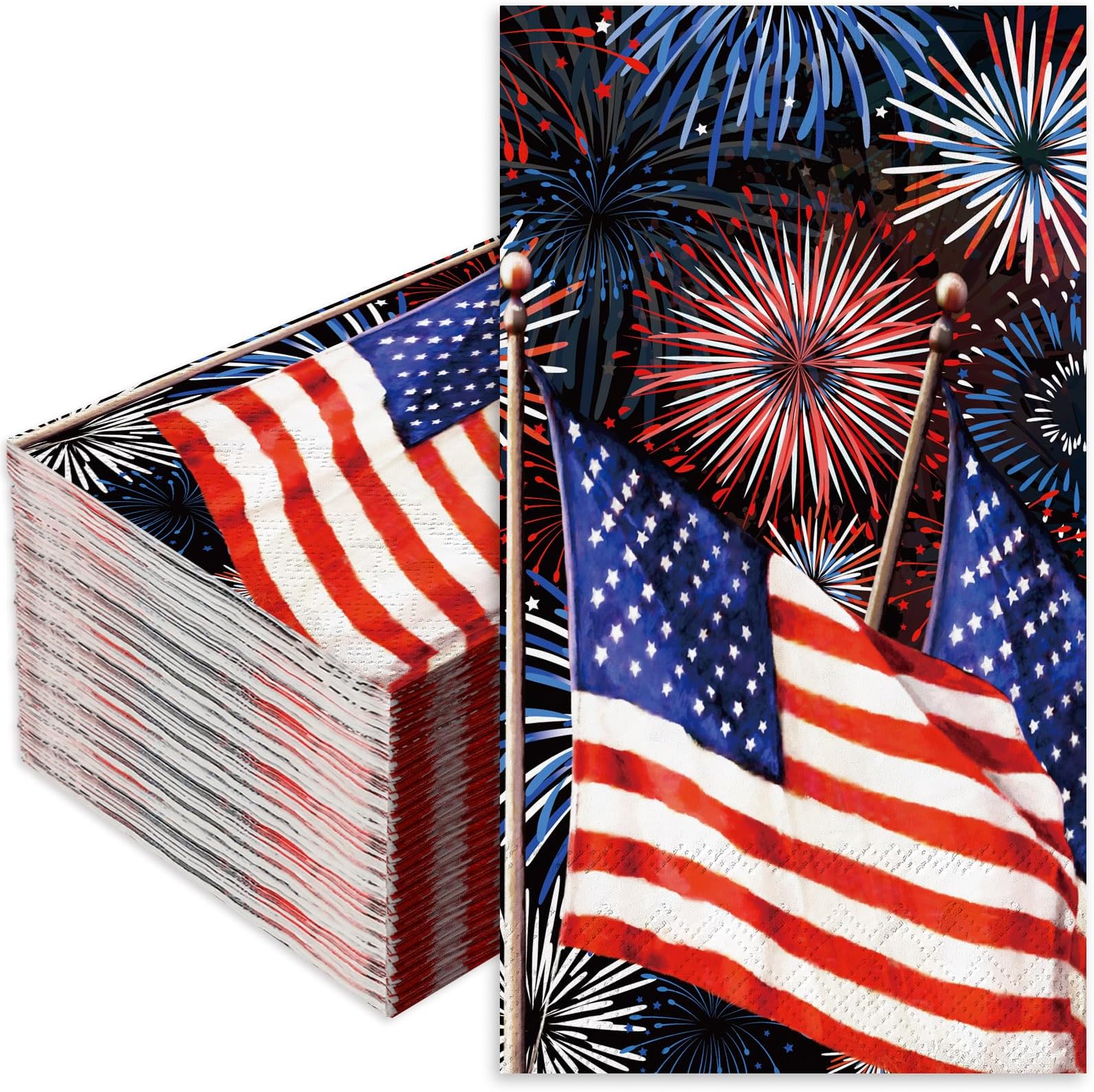 Amazon.com: Whaline 100Pcs Patriotic Guest Napkins Fireworks American ...