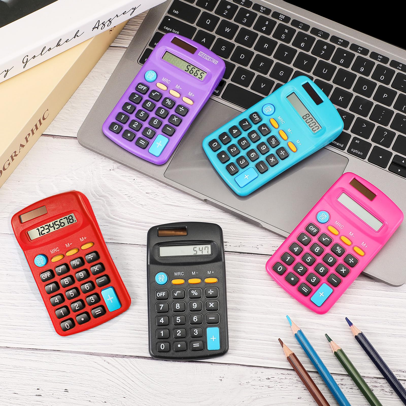 Snapklik.com : 24 Pcs Pocket Size Basic Calculators Dual Powered ...
