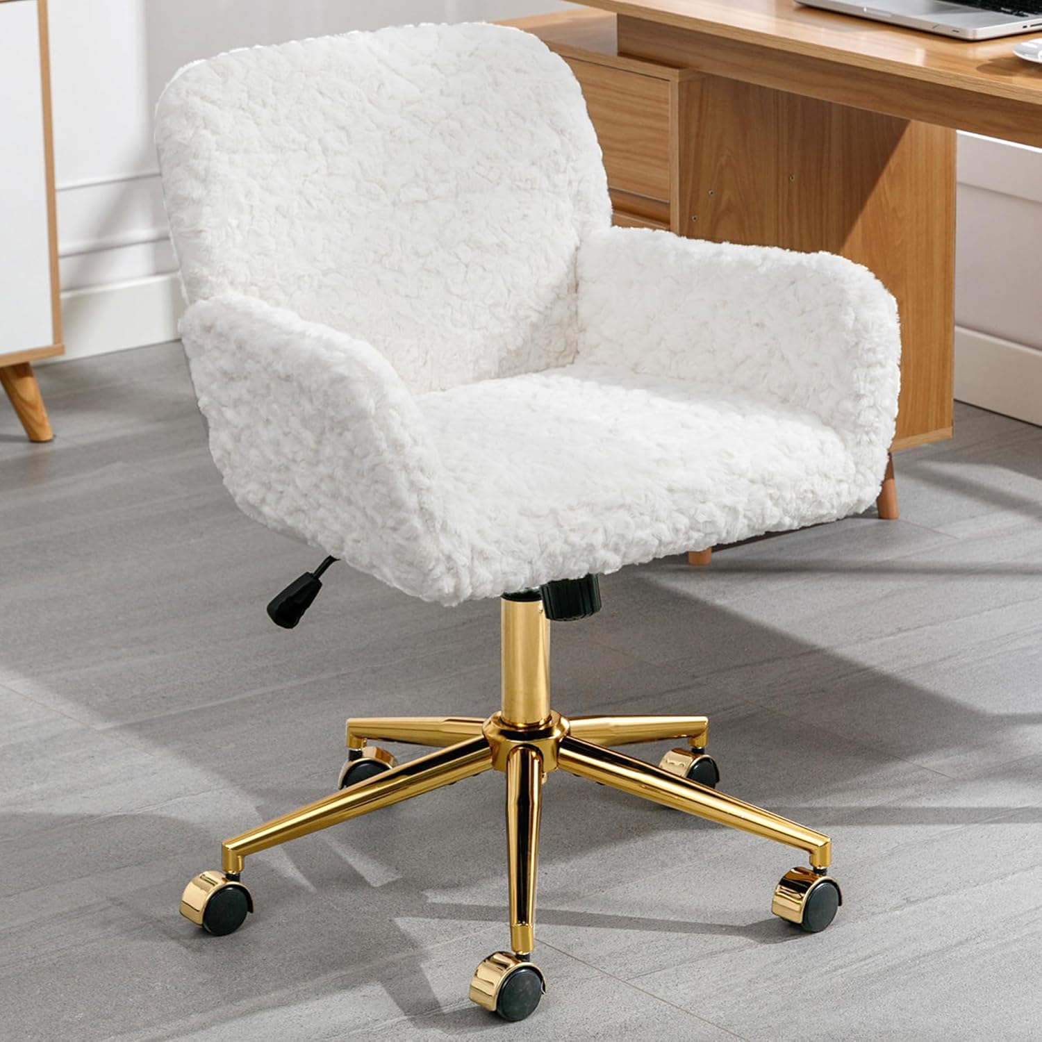 Amazon.com: Wismestr Office Chair Adjustable Wheels Artificial Rabbit ...