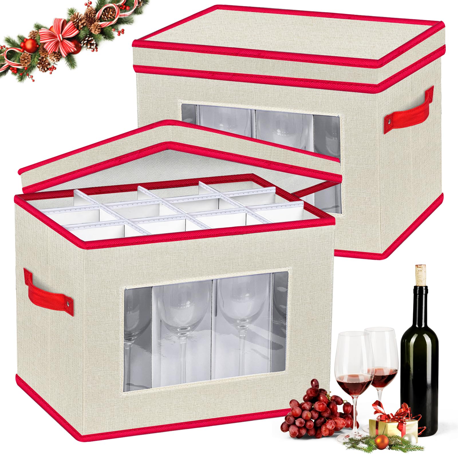Amazon.com: homyfort Wine Glass Storage Box, Stemware Storage ...