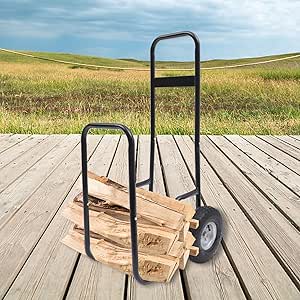 Amazon.com: Firewood Log Cart Carrier, Outdoor Wood Rack Storage Mover ...