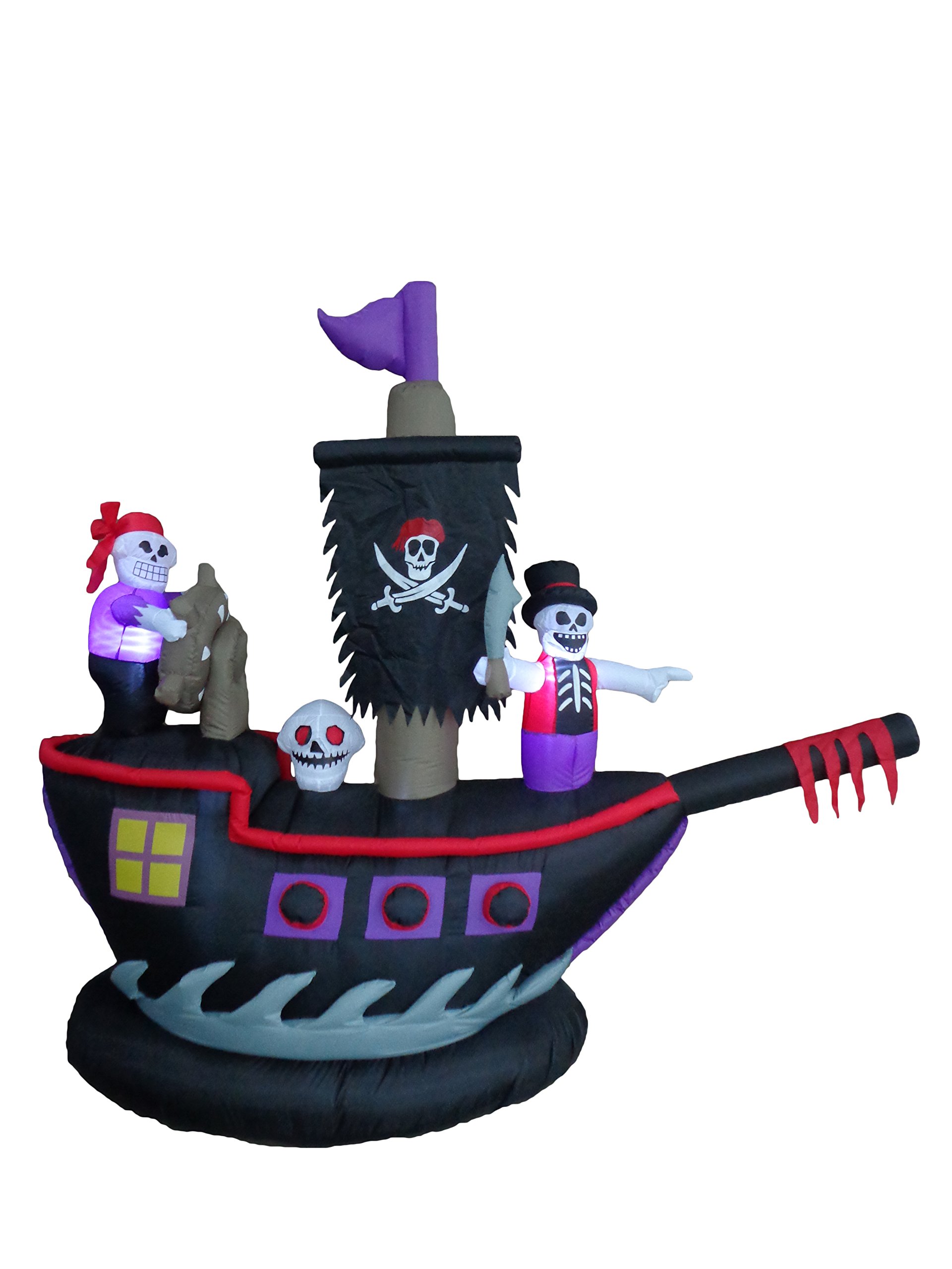 Amazon.com: 7 Foot Long Halloween Inflatable Pirate Ship with Skeletons ...