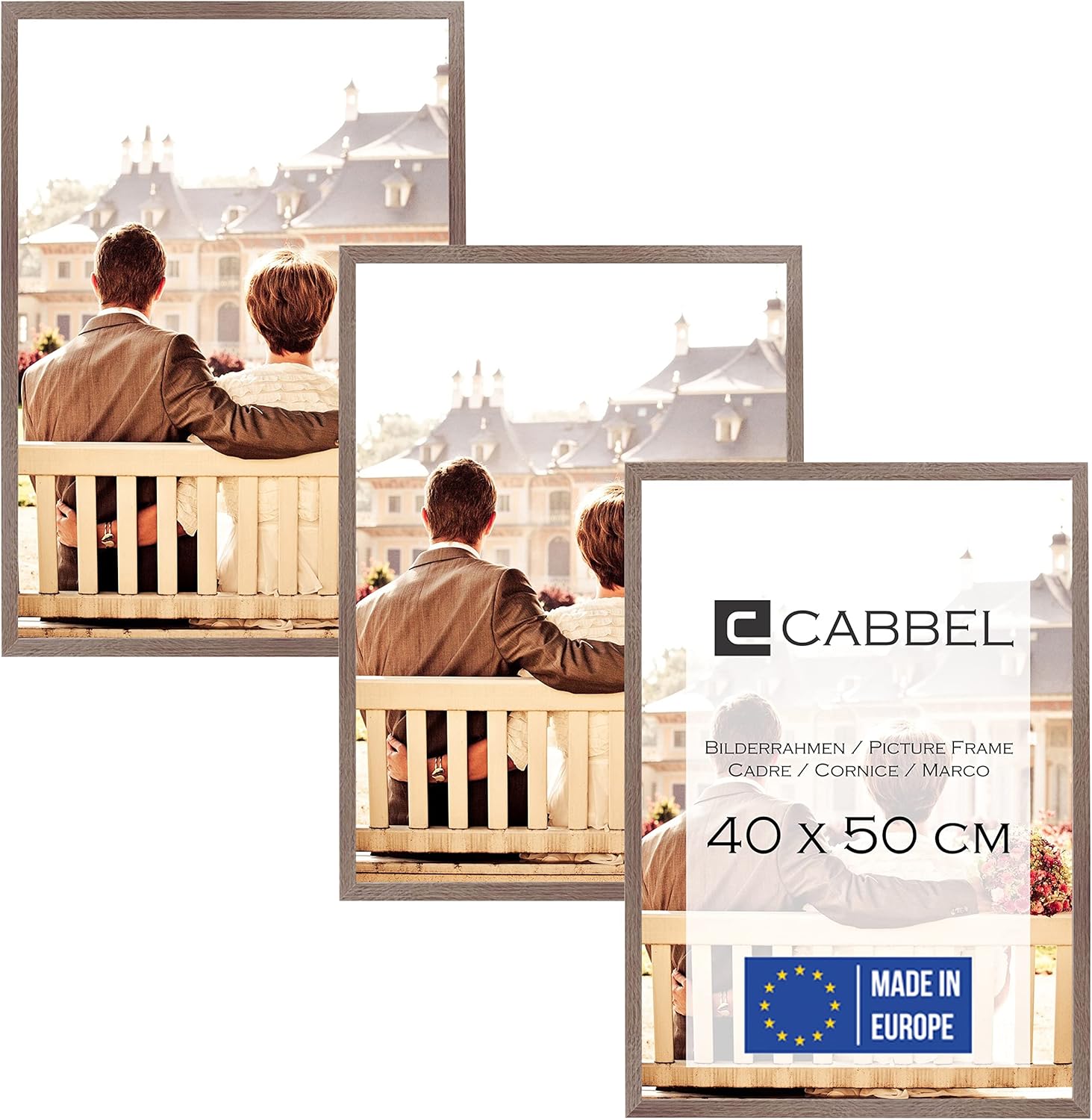 CABBEL Dreierpack (3 Stk.) Bilderrahmen 40x50 cm MDF Holz-Rahmen in ...