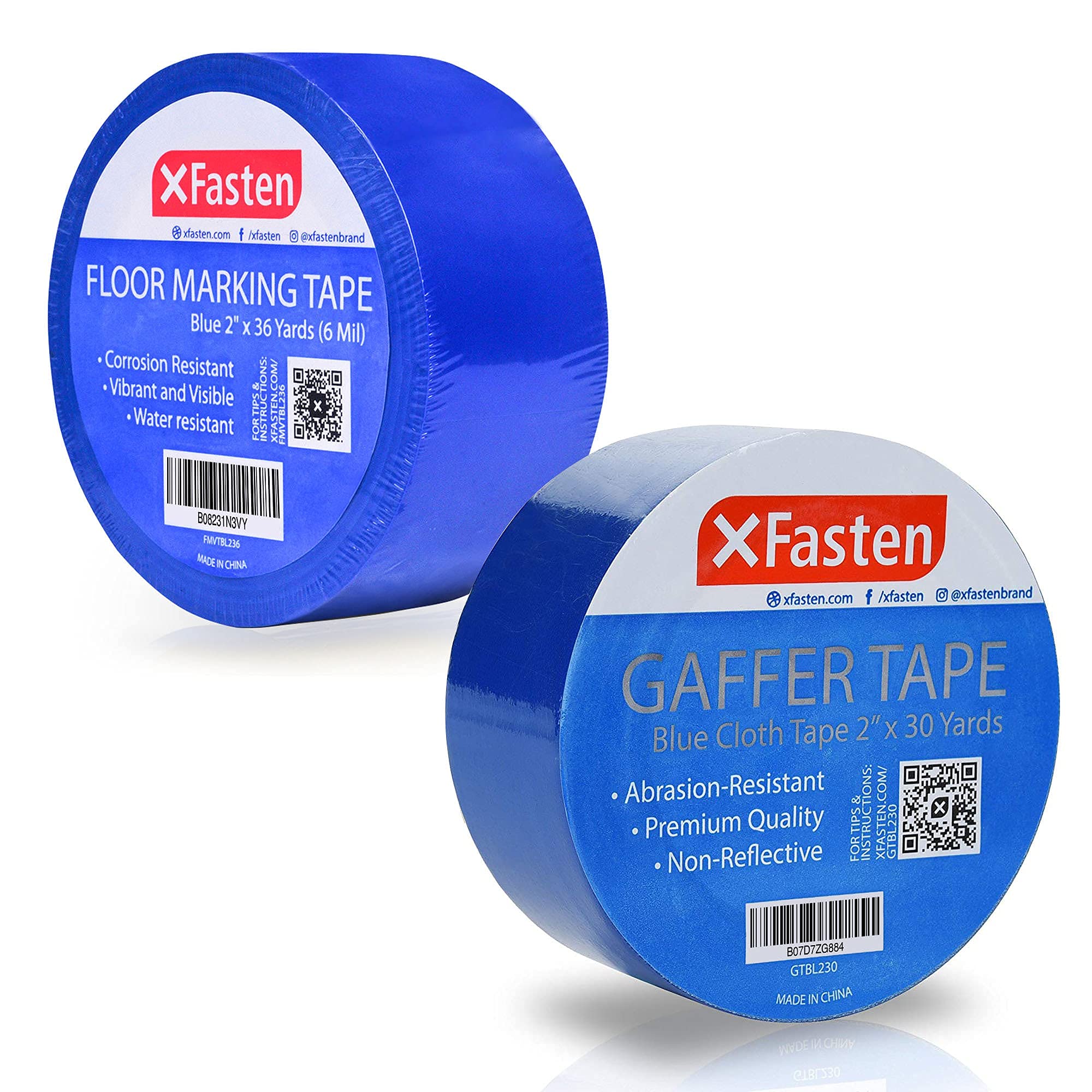 Professional Grade Gaffer Tape, 2 Inch x 30 Yards, Blue Bundle with ...