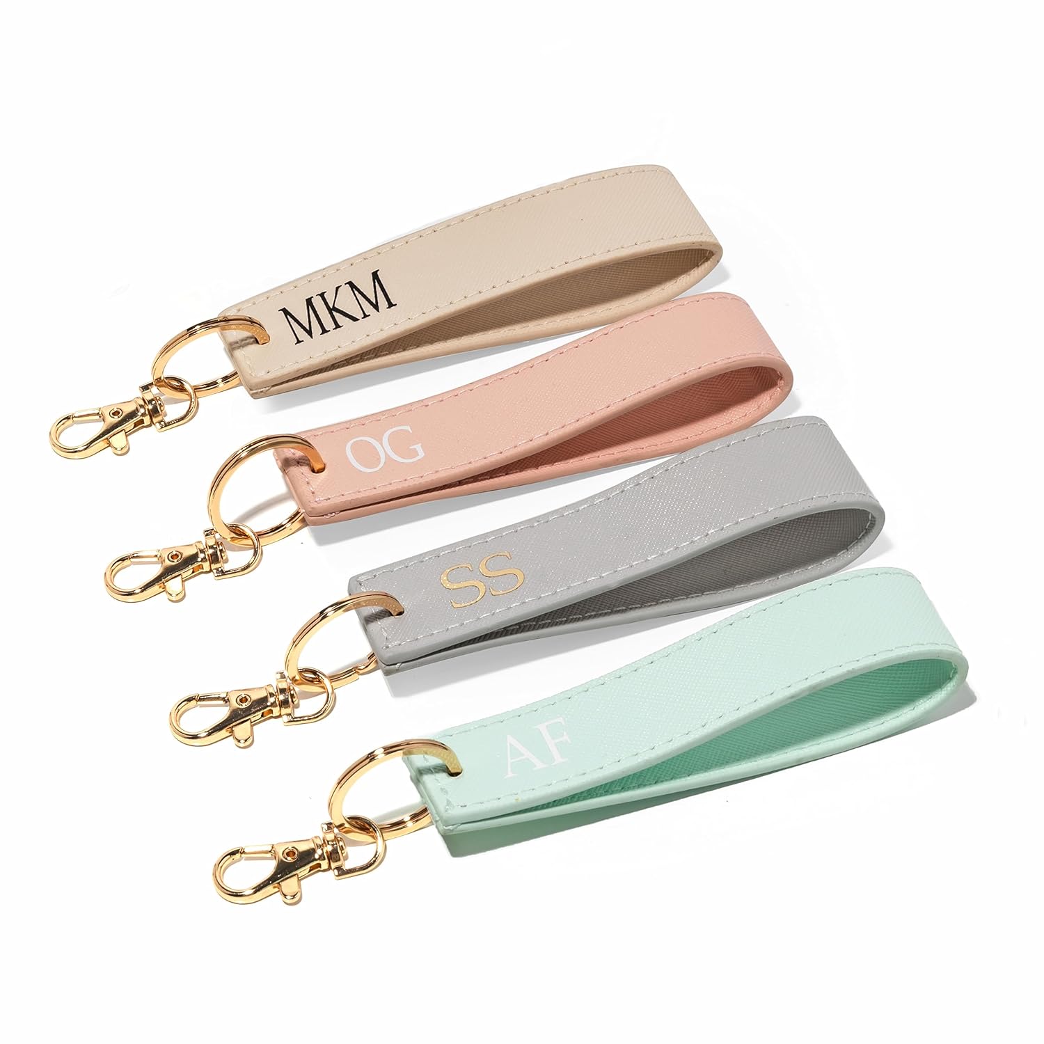 Crafted Memories Personalised Wristlet Keyring, Monogrammed Strap Key ...